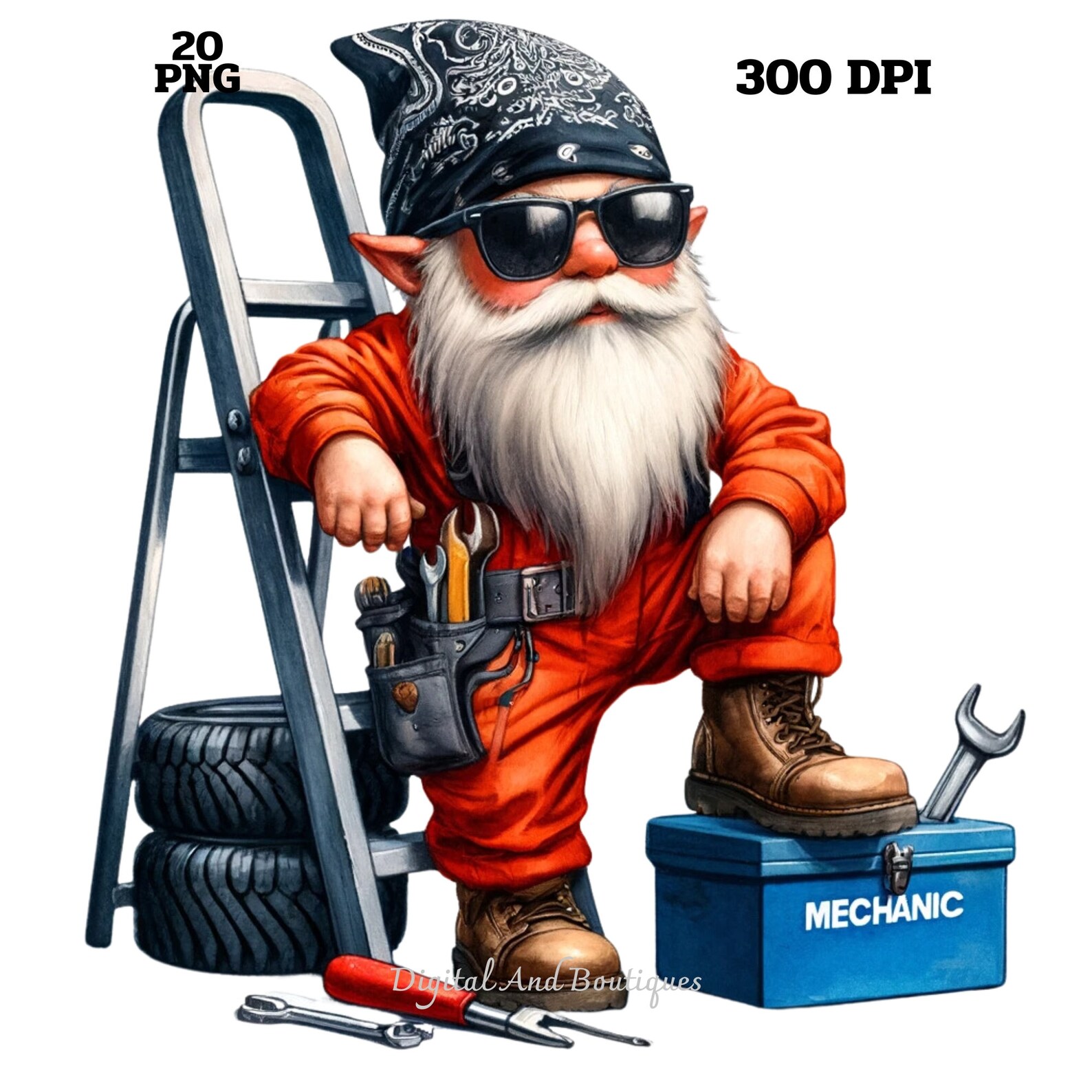 Mechanic Gnome Clipart, Gnome Repairman PNG, Workshop Gnome Designs ...