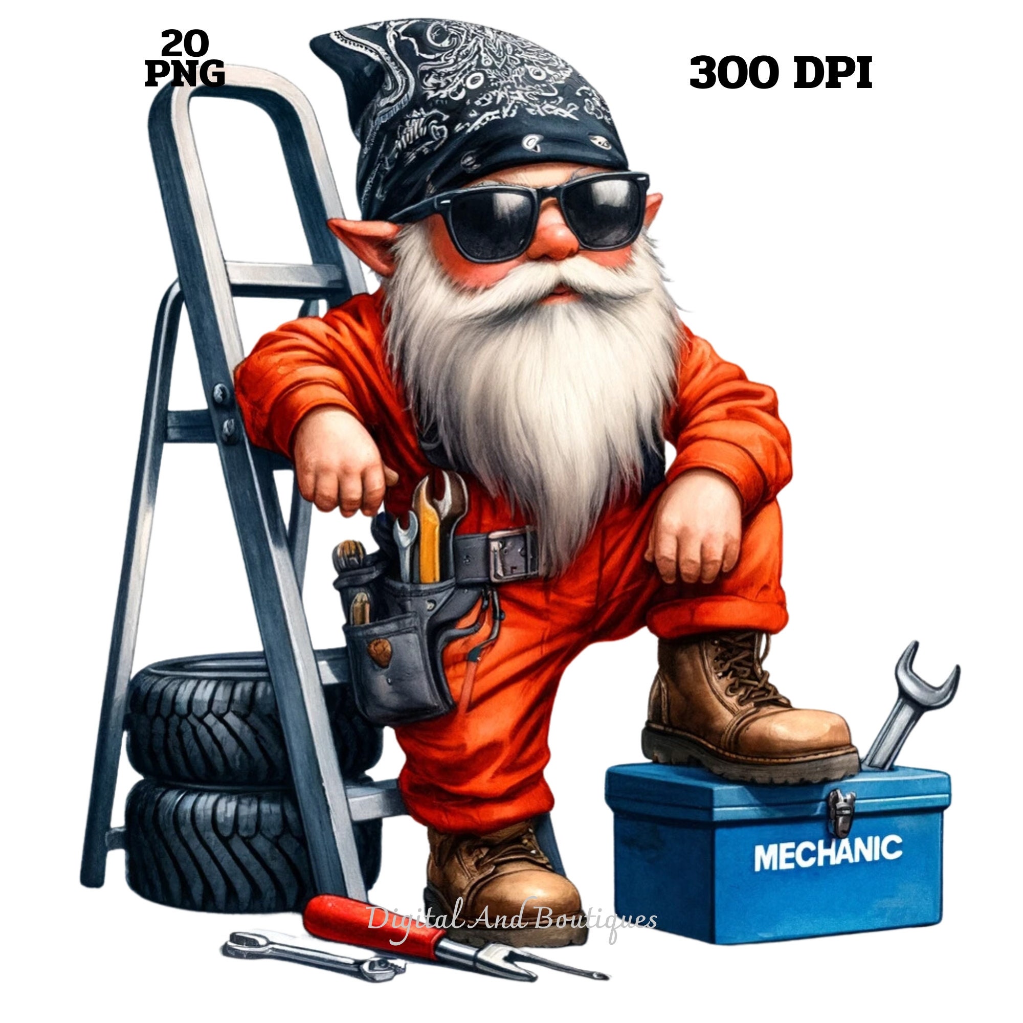 Mechanic Gnome Clipart, Gnome Repairman PNG, Workshop Gnome Designs ...