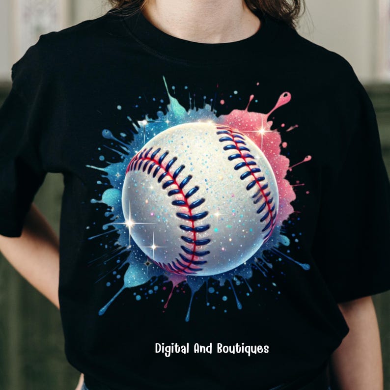 Glitter Baseball Watercolor, Glitter Baseball PNG, Baseball Mama ...