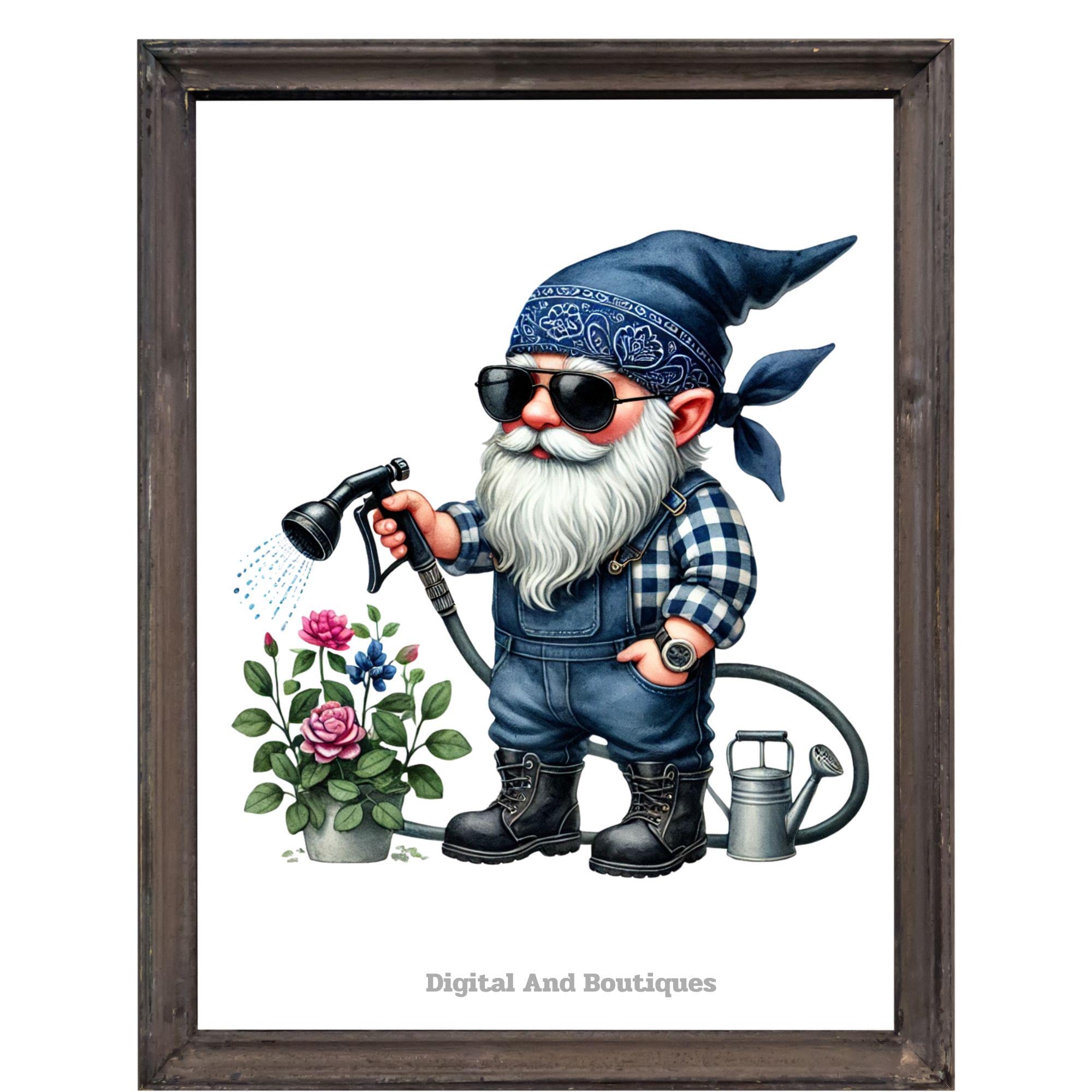 Lawn Mower Gnome Clipart: Mechanic PNG, Grass Cutting Art (digital ...
