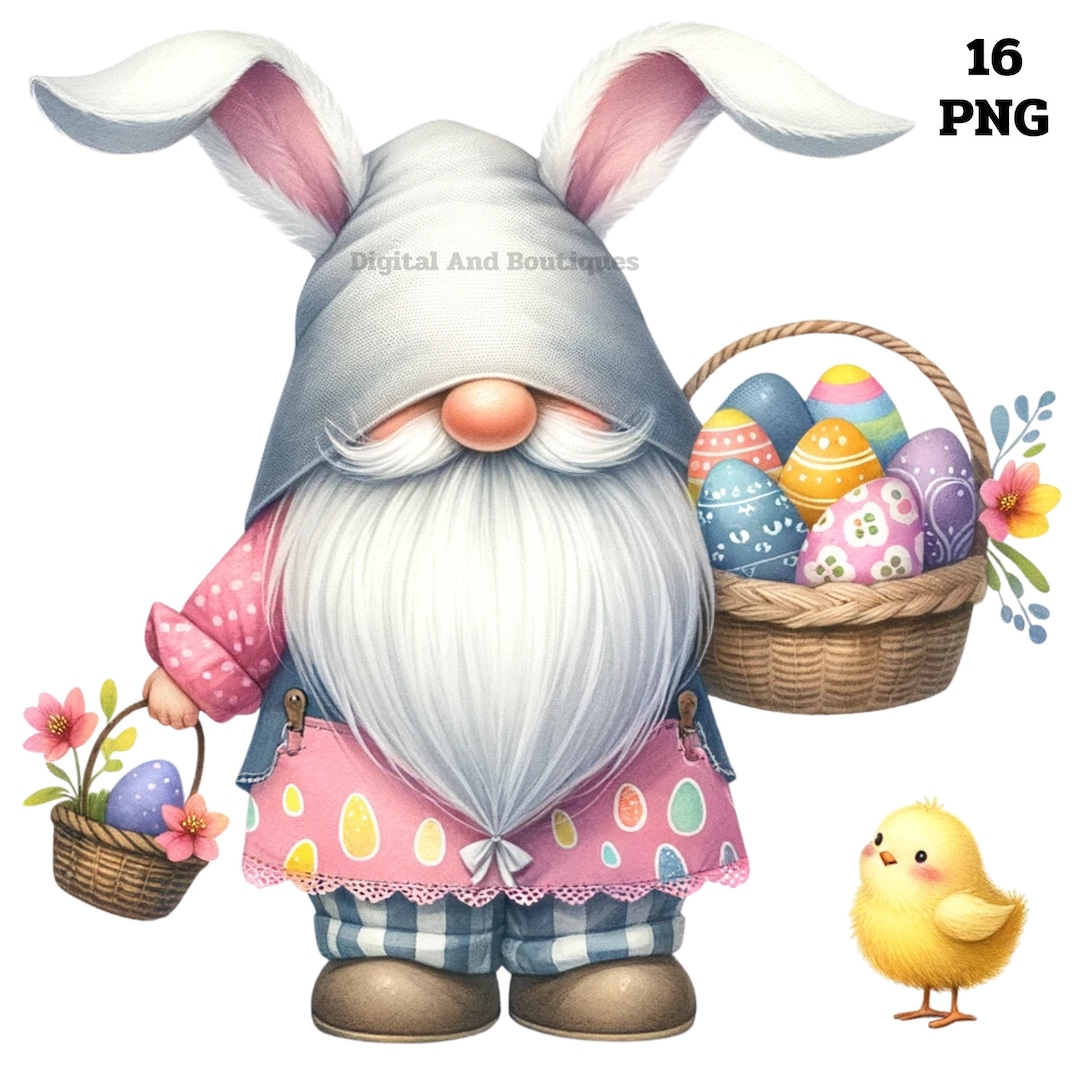 Easter Gnomes Clipart, Easter Bunny Clipart, Easter Gnome Graphics ...
