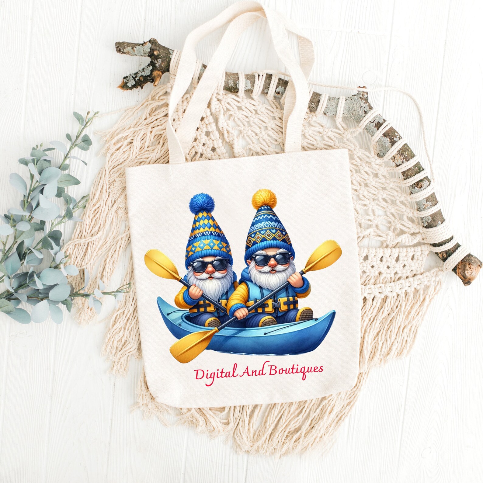 Kayak Gnome Clipart, Camping Gnomes, Whimsical Gnome Clipart , Fishing ...
