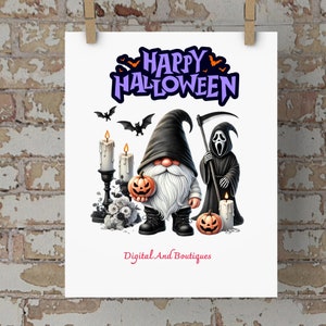 Halloween Gnome, Ghost Gnome Clipart PNG, Gnome Sublimation, Black ...