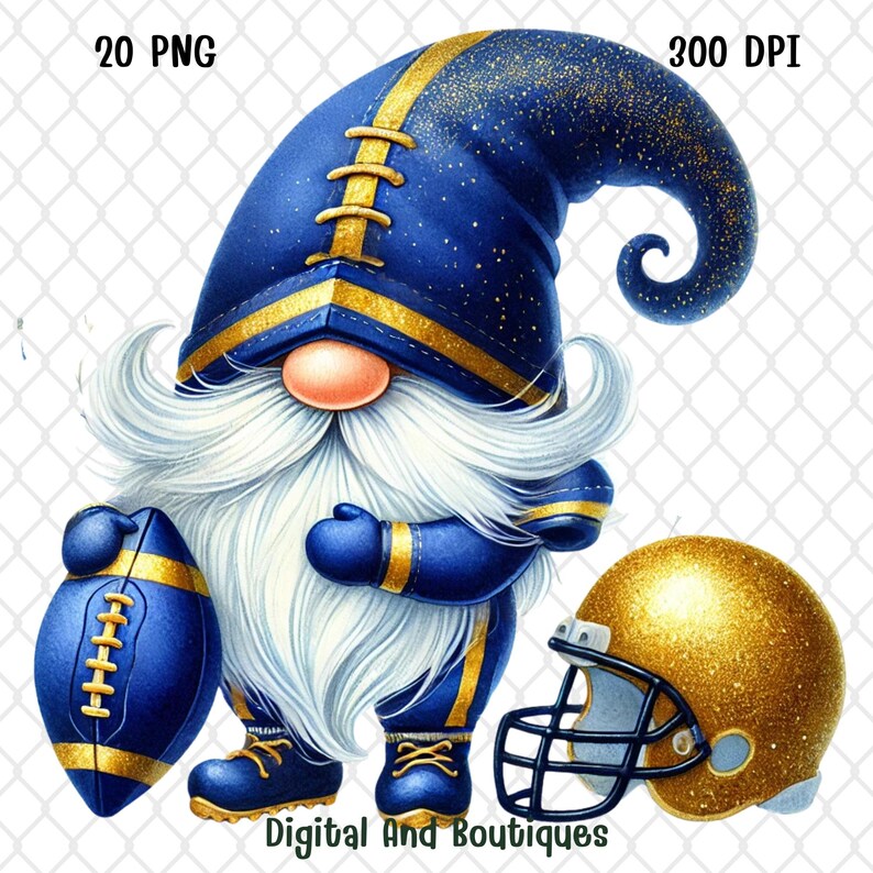 Football Gnome PNG, Football PNG, American Football, Blue and Gold ...