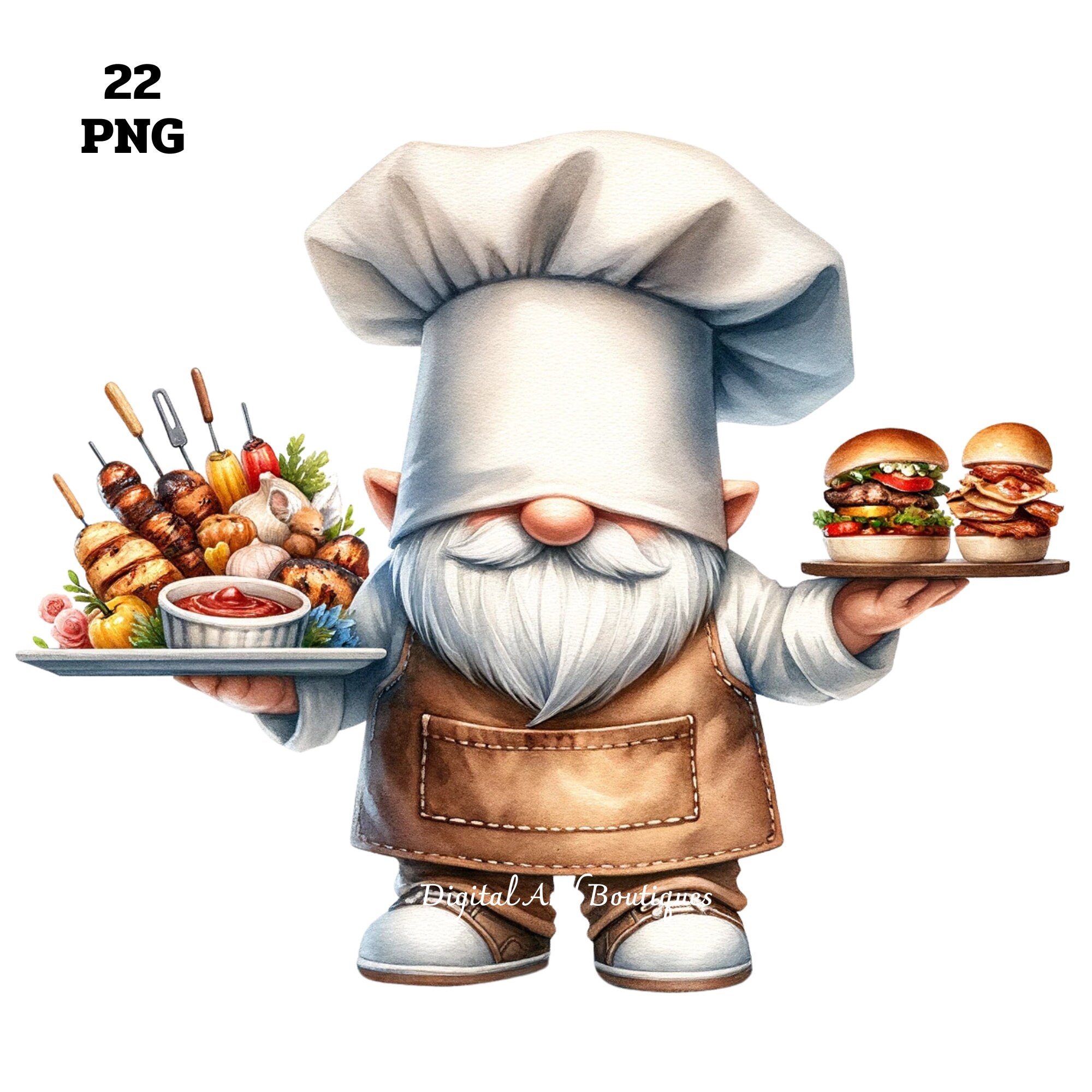 Chef Gnome Clipart, Pastry Gnome, Gnome PNG, Culinary Clipart, Bakery ...