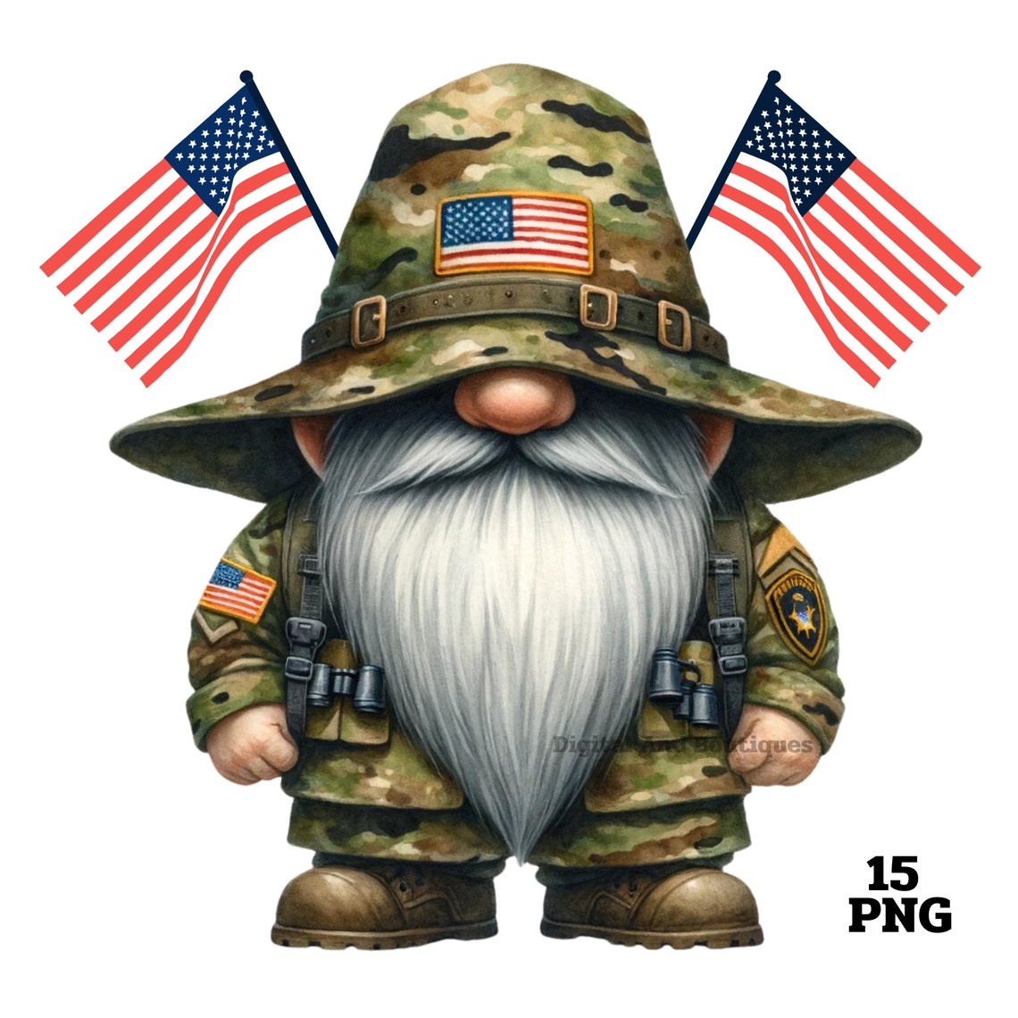 Soldier Gnome Sublimation, Patriot Gnome, Watercolor Gnomes Clipart ...
