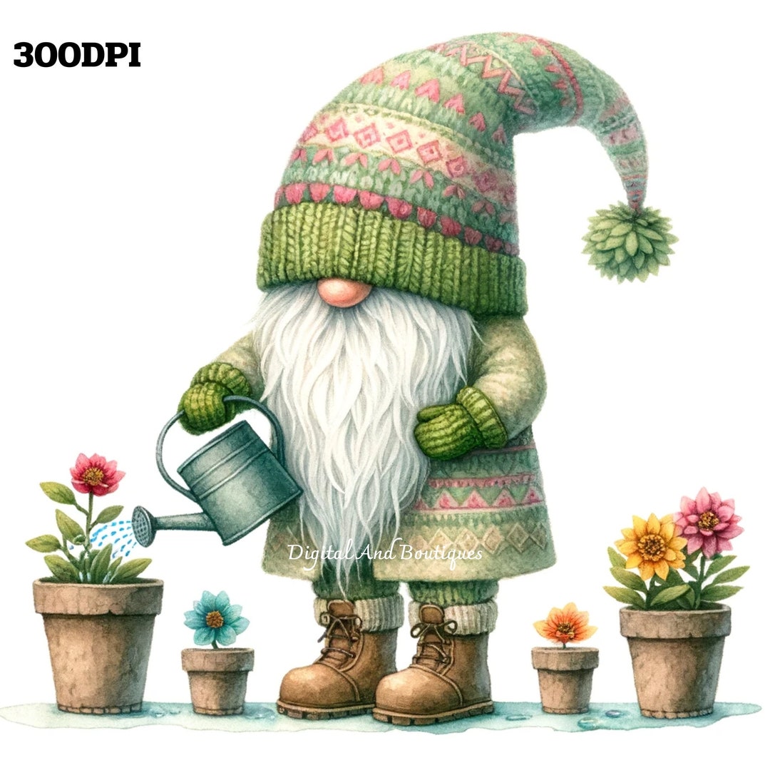 Spring Gnome Clipart, Garden Gnome, Gardener PNG, Home Decor, Gnome PNG ...