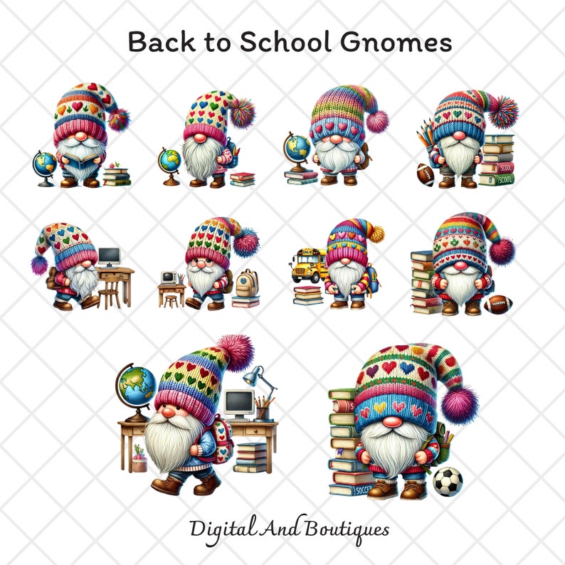 Back to School Gnome, Back to School Clipart PNG, Classroom Decor ...