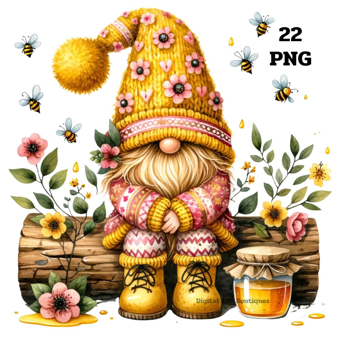 Bee Gnomes Clipart, Honey Bee Gnome Clipart, Honey Bee Clipart, Bee ...