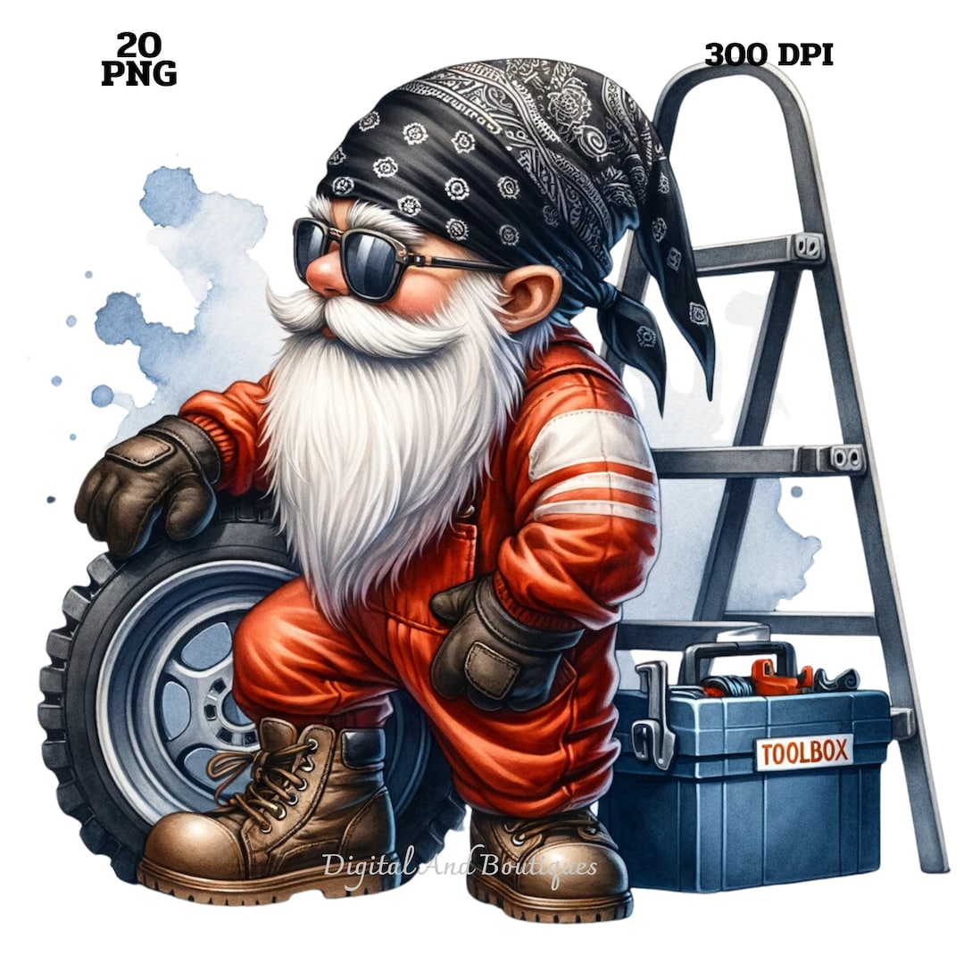 Mechanic Gnome Clipart, Gnome Repairman PNG, Workshop Gnome Designs ...