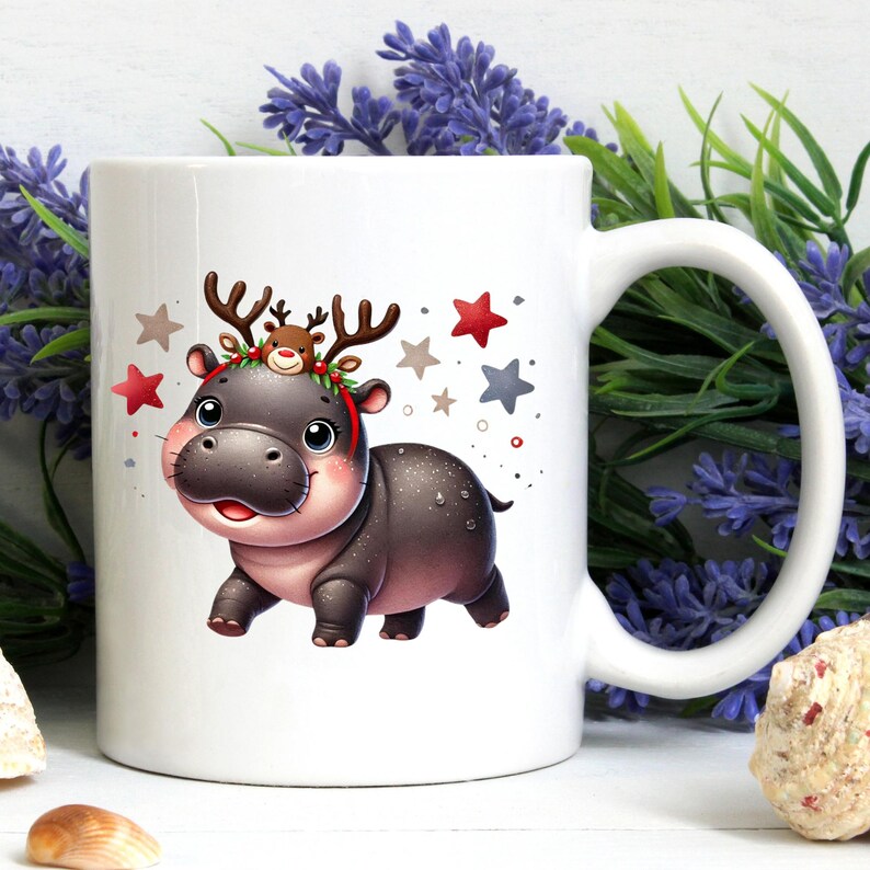 Moo Deng PNG, Bouncy Pig PNG, Xmas Baby Hippo, Christmas Hippo, Animal ...