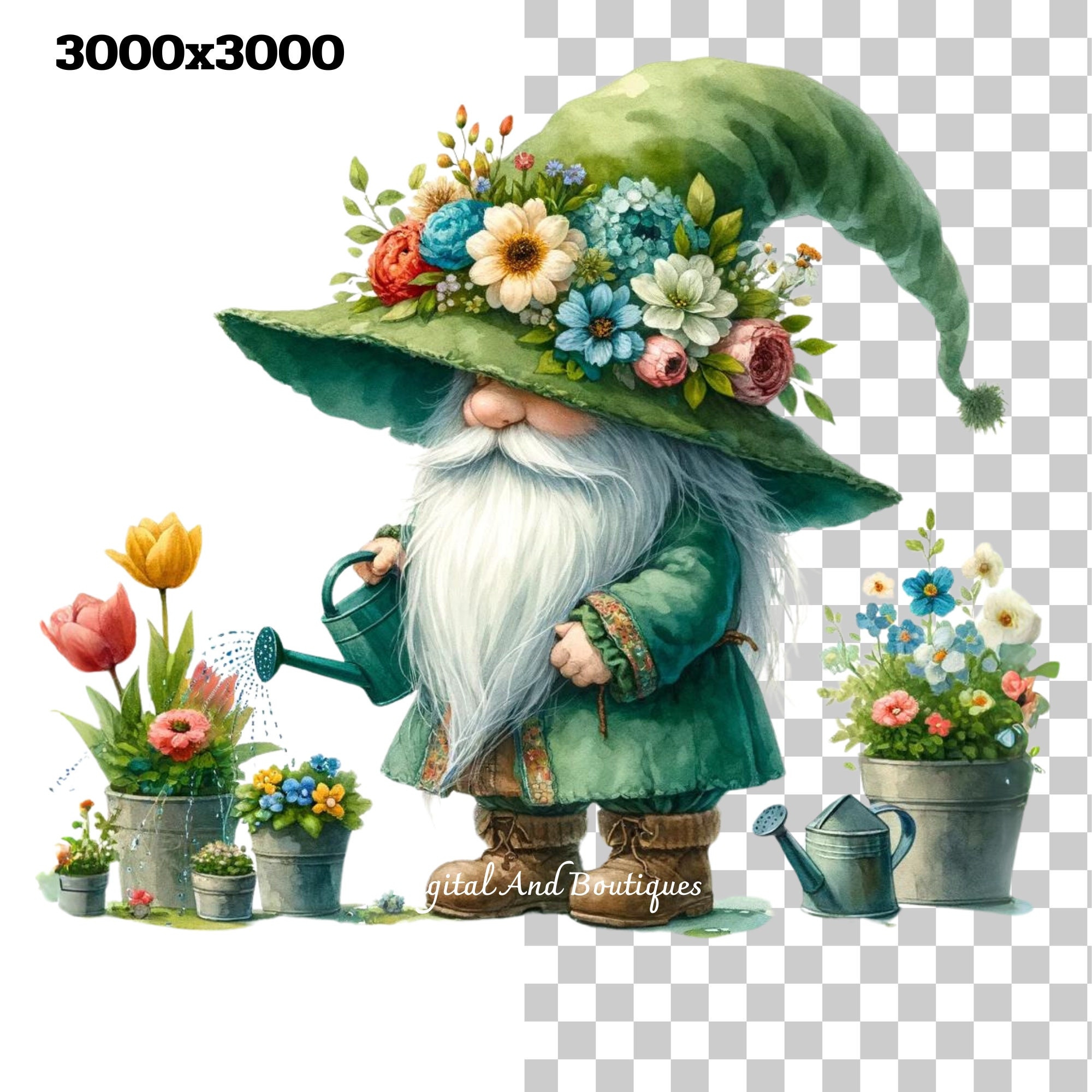 Spring Gnome Clipart, Garden Gnome, Gardener PNG, Home Decor, Gnome PNG ...