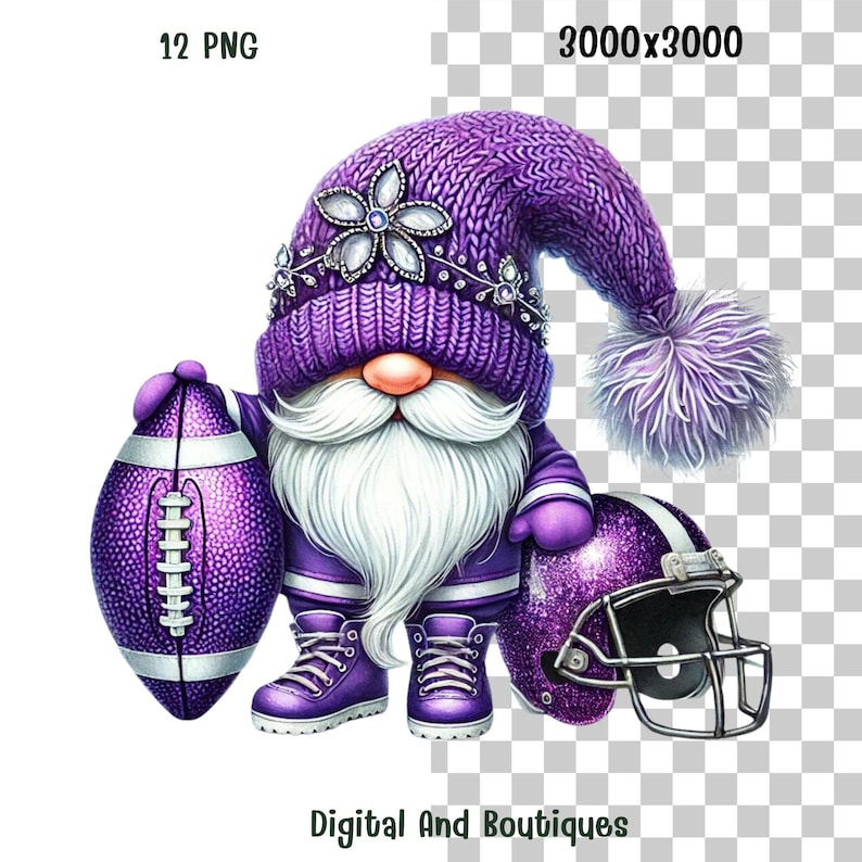 Football Gnome PNG, Football PNG, American Football, Purple and Silver ...