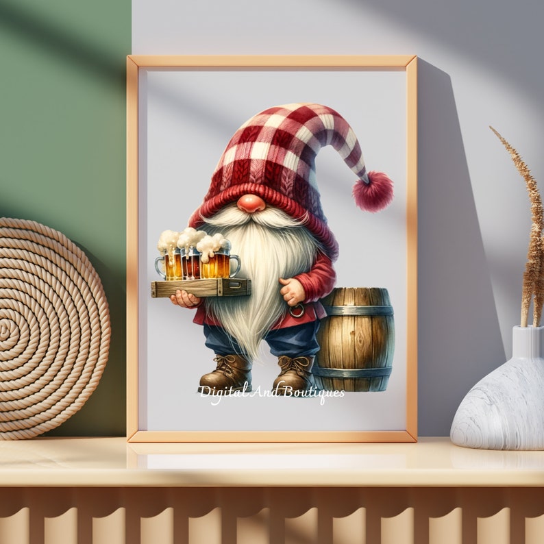 Beer Gnome Clipart, Gnome Drinking, Gnome Sublimation, Kitchen Decor ...