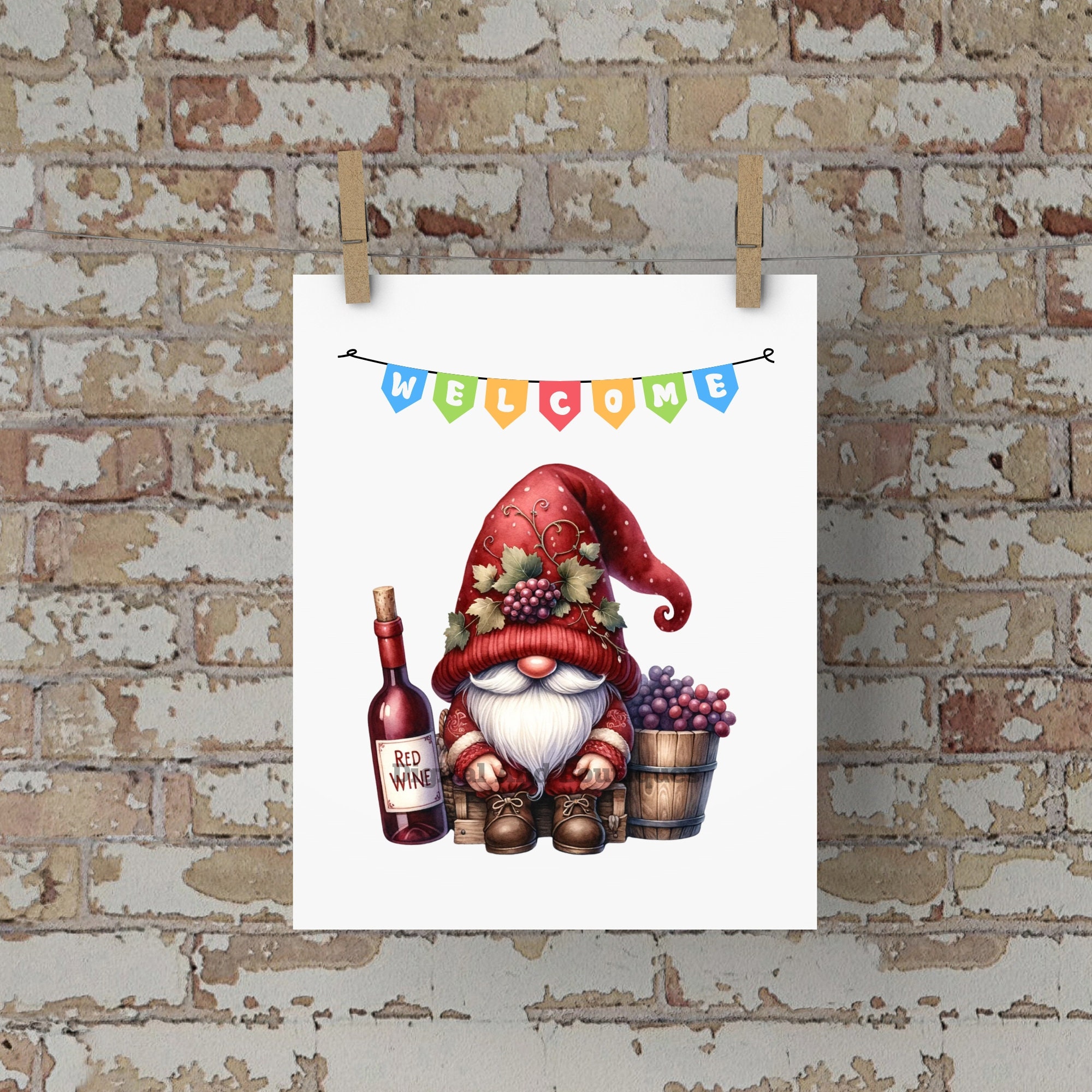 Wine Gnome Clipart, Gnome Drinking, Whimsical Wine Gnome Clipart PNG ...