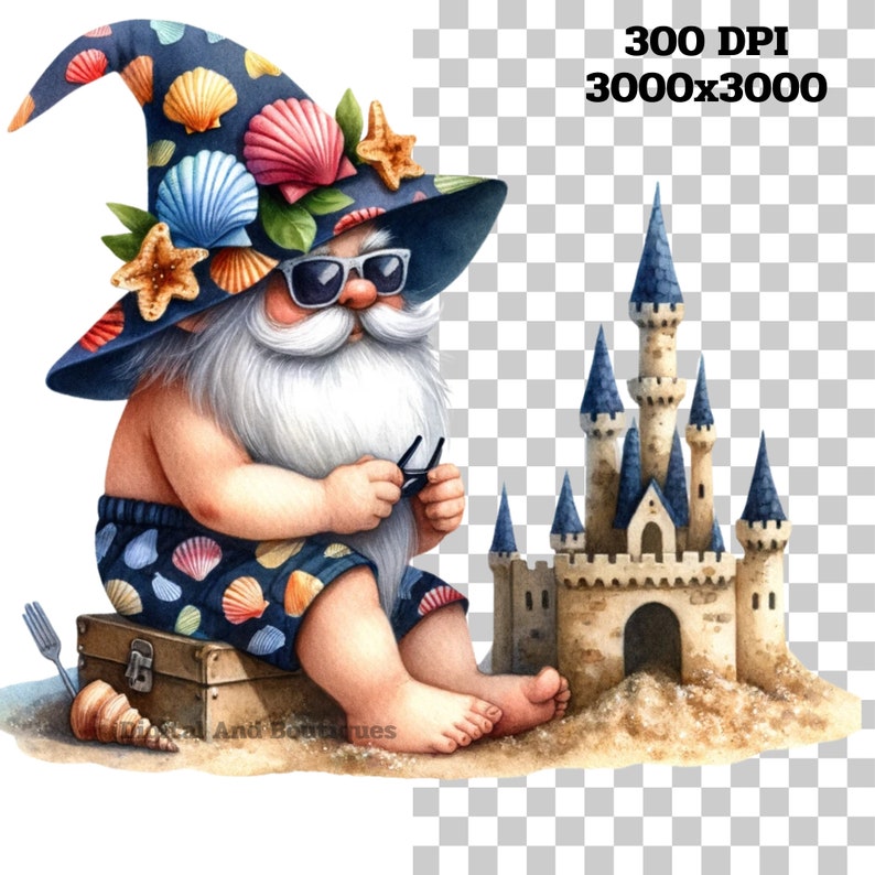 Beach Gnomes, Summer Beach Gnomes Clipart, Surf Gnomes, Summer Beach ...