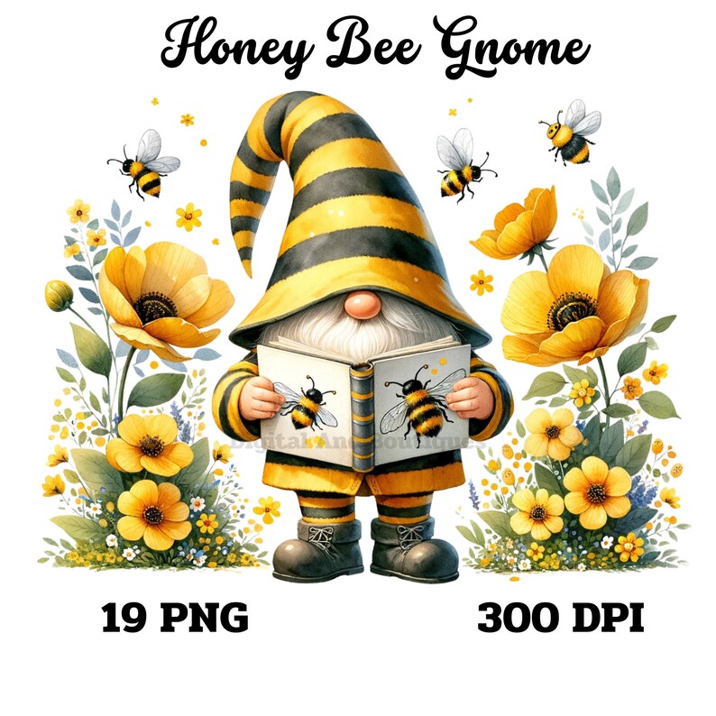 Honey Bee Gnomes Clipart, Gnome Clipart, Honey Bee Clipart, Bee Gnome ...