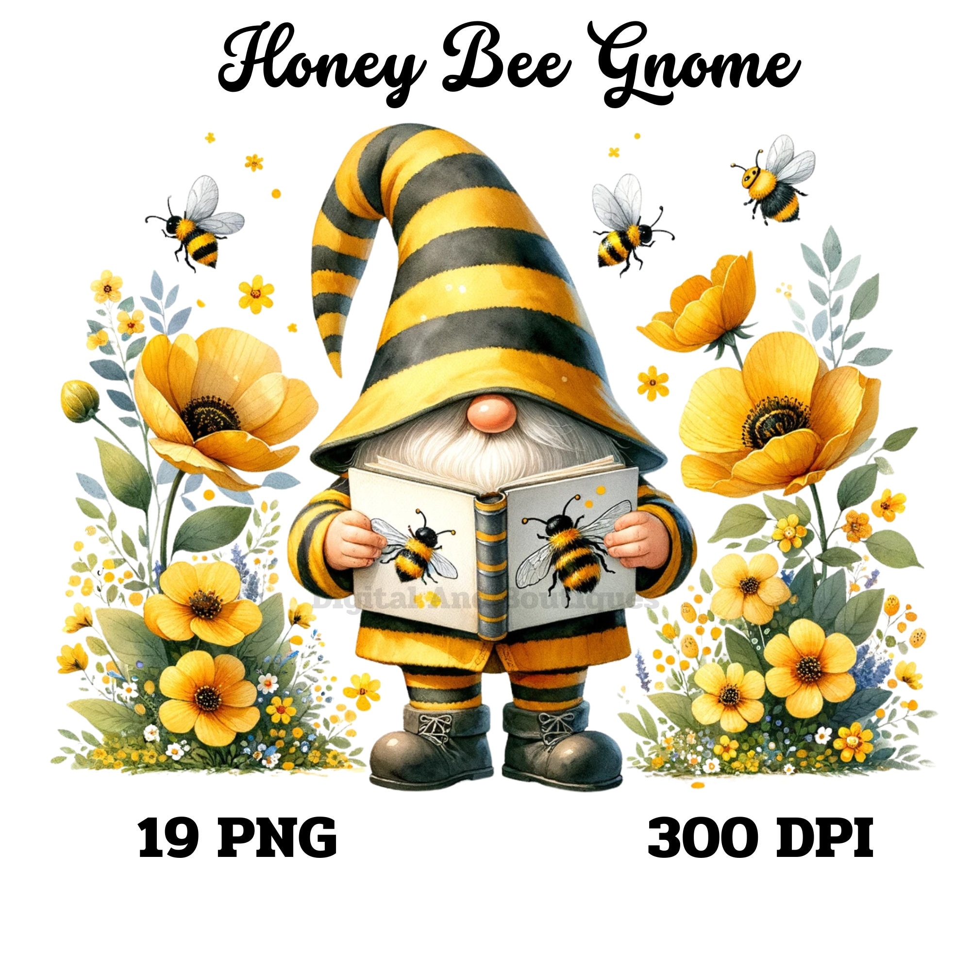 Honey Bee Gnomes Clipart, Gnome Clipart, Honey Bee Clipart, Bee Gnome ...