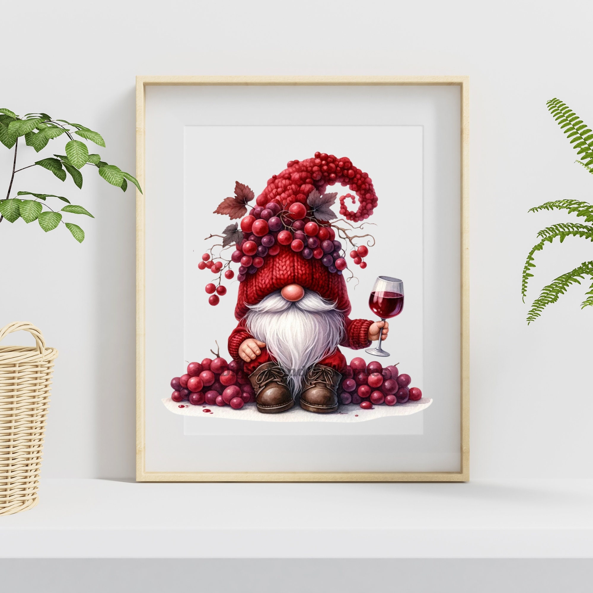 Wine Gnome Clipart, Gnome Drinking, Whimsical Wine Gnome Clipart PNG ...
