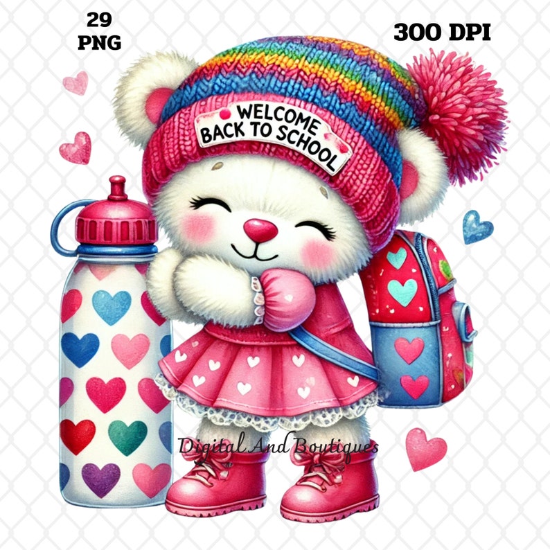 Teddy Bear Clipart, Back to School, Bear Clipart, Watercolor Teddy Bear ...