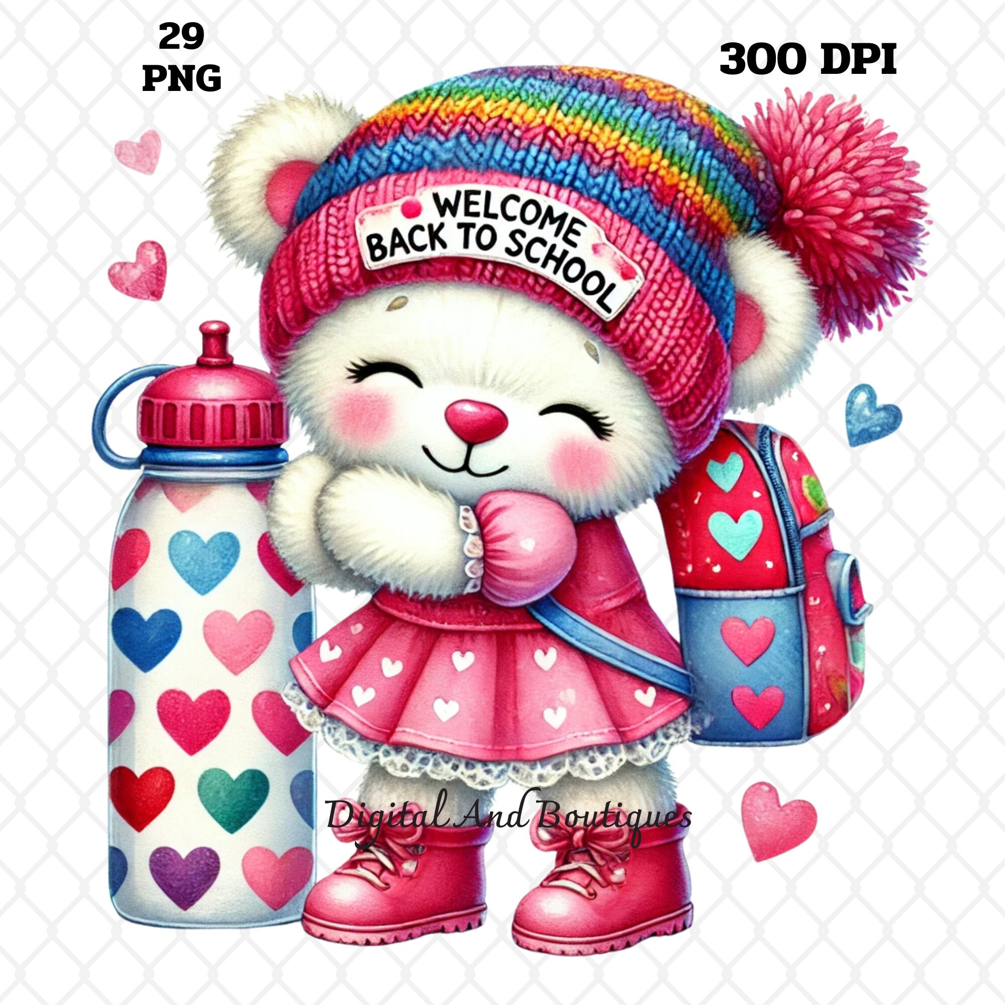 Teddy Bear Clipart, Back to School, Bear Clipart, Watercolor Teddy Bear ...