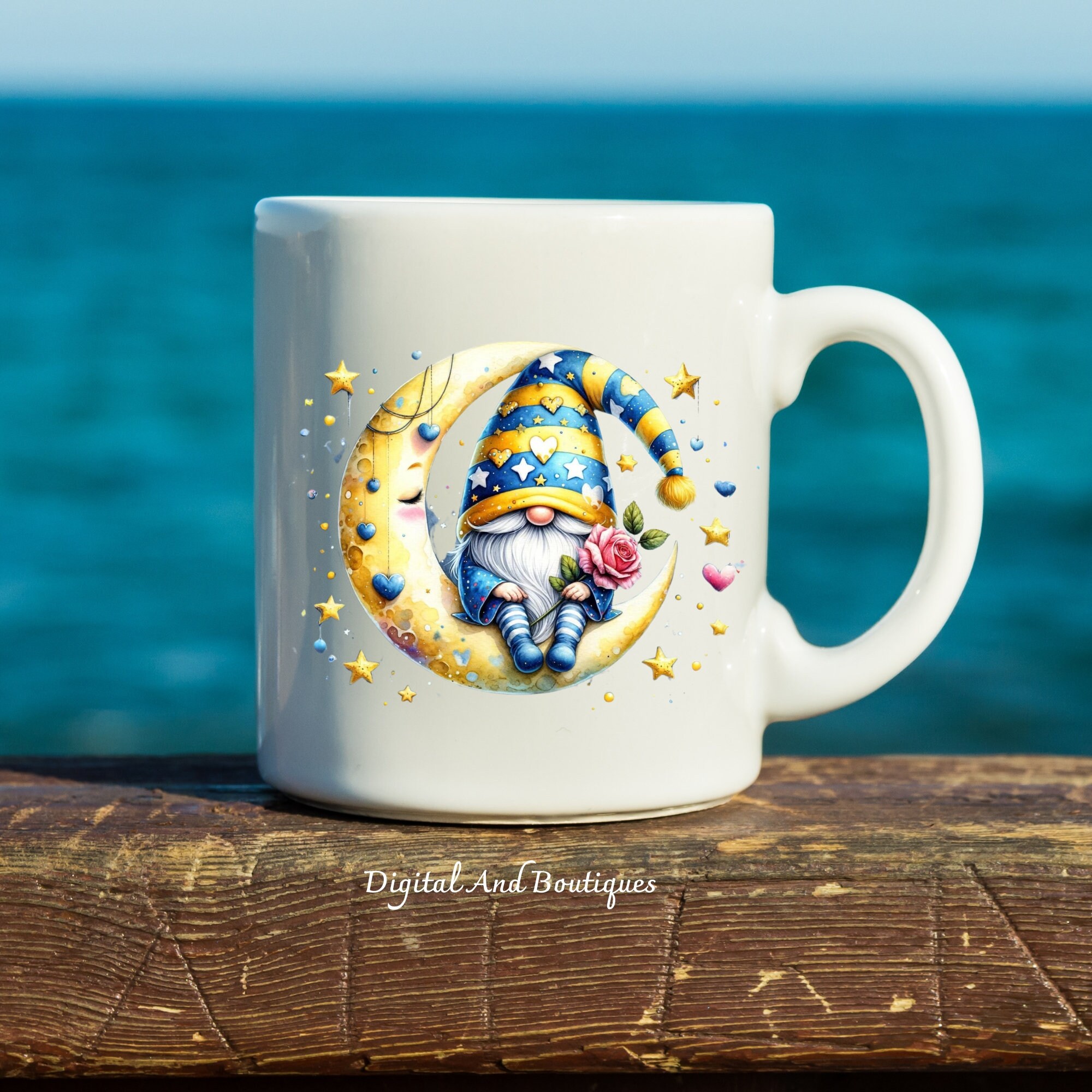 Moon Gnome Clipart, Fantasy Gnome Clipart, Moon Themed Clipart, Gnome ...