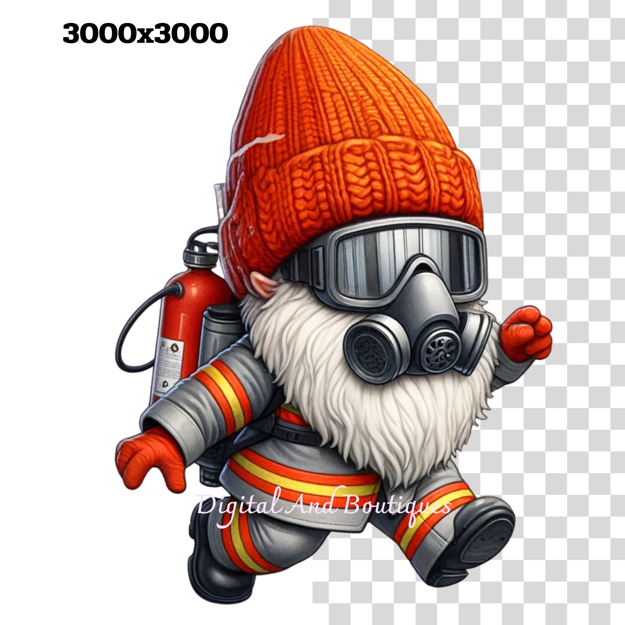 Firefighter Gnome Clipart, Fireman Gnome PNG, Rescue Gnome Clipart ...