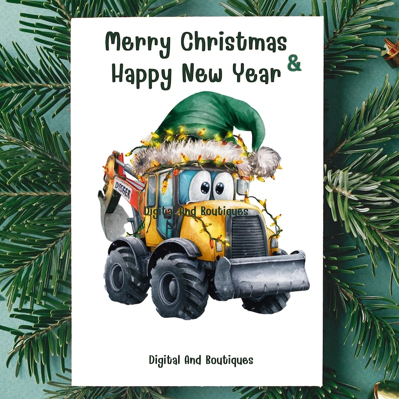Digger Truck Christmas, Construction Christmas Clipart PNG, I Dig ...