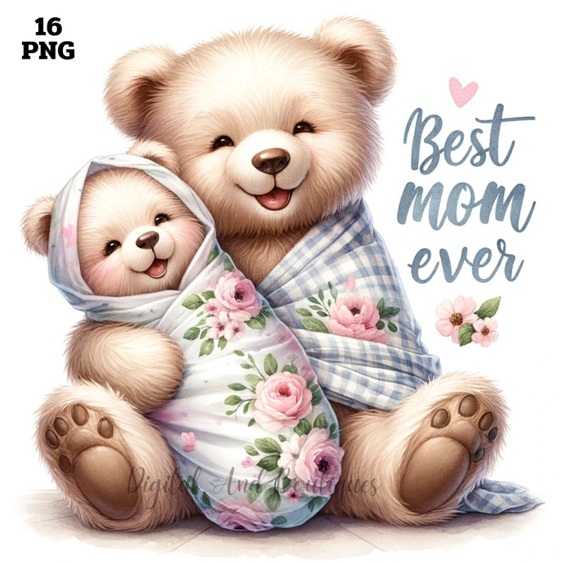 Teddy Bear Mother's Day PNG, Teddy Bear Clipart, Watercolor Teddy Bear ...