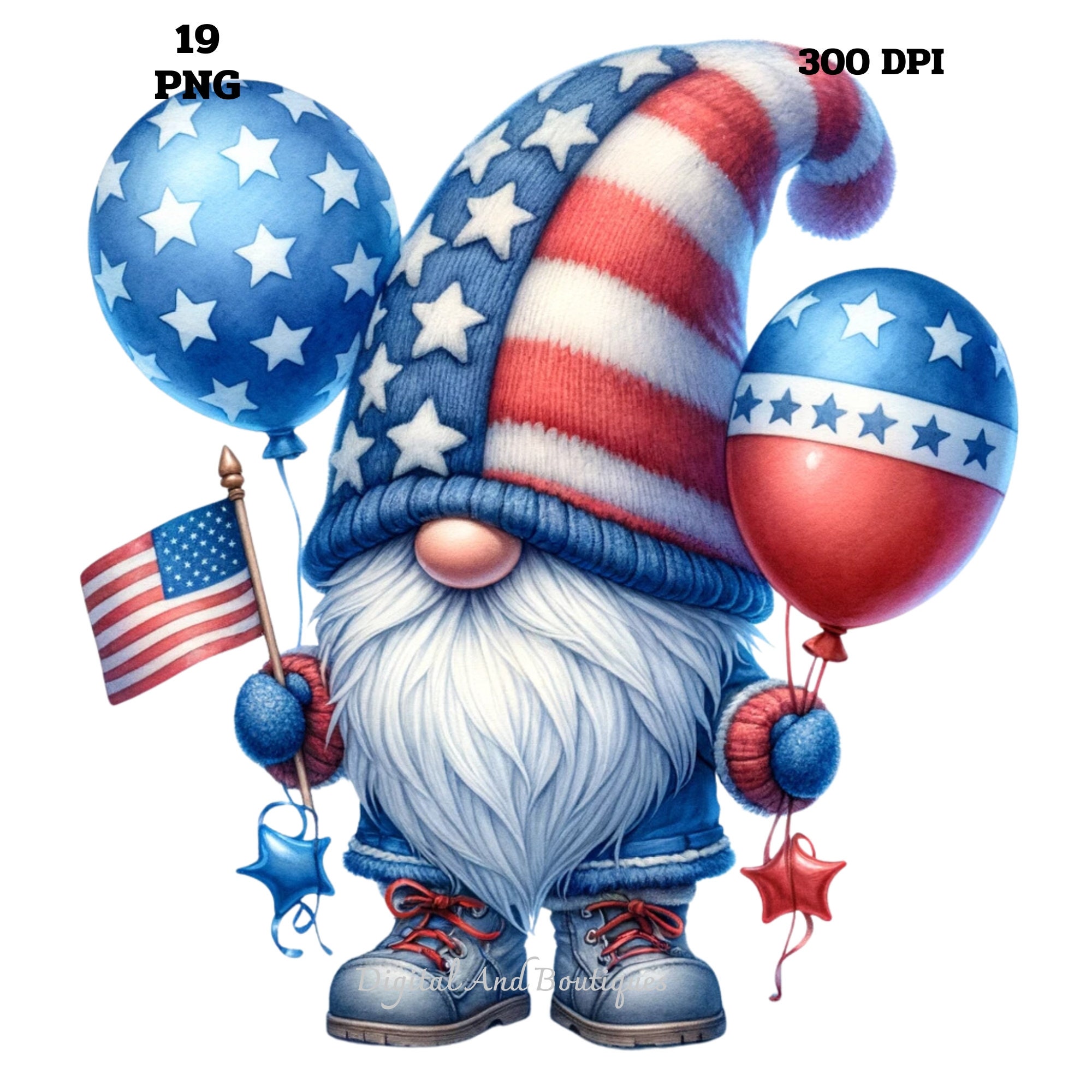 Patriot Gnome, Watercolor Gnomes Clipart, Clipart Bundle, Gnomes PNG ...