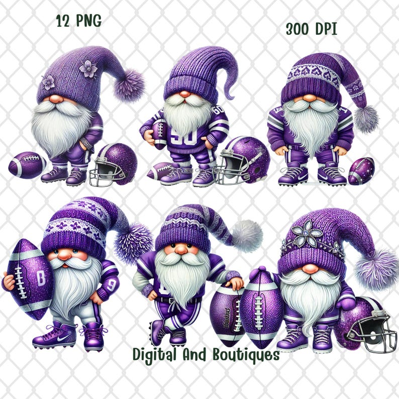 Football Gnome PNG, Football PNG, American Football, Purple and Silver ...