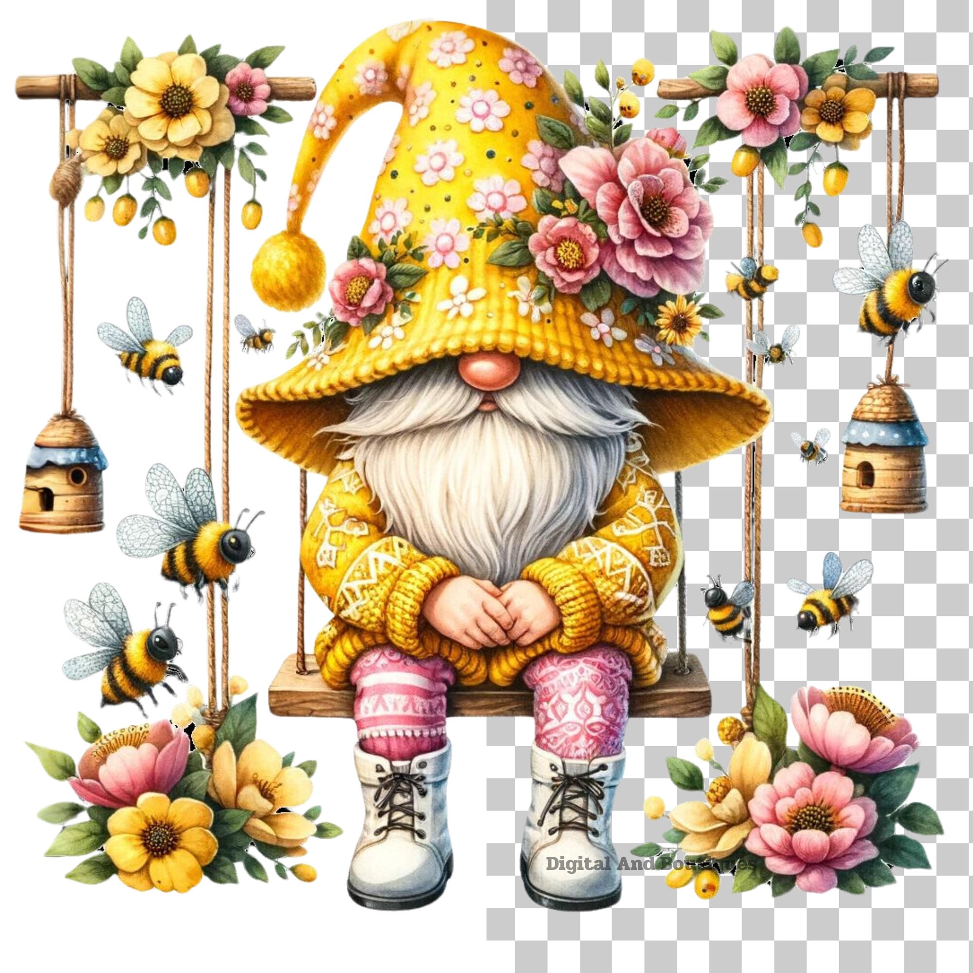 Bee Gnomes Clipart, Honey Bee Gnome Clipart, Honey Bee Clipart, Bee ...