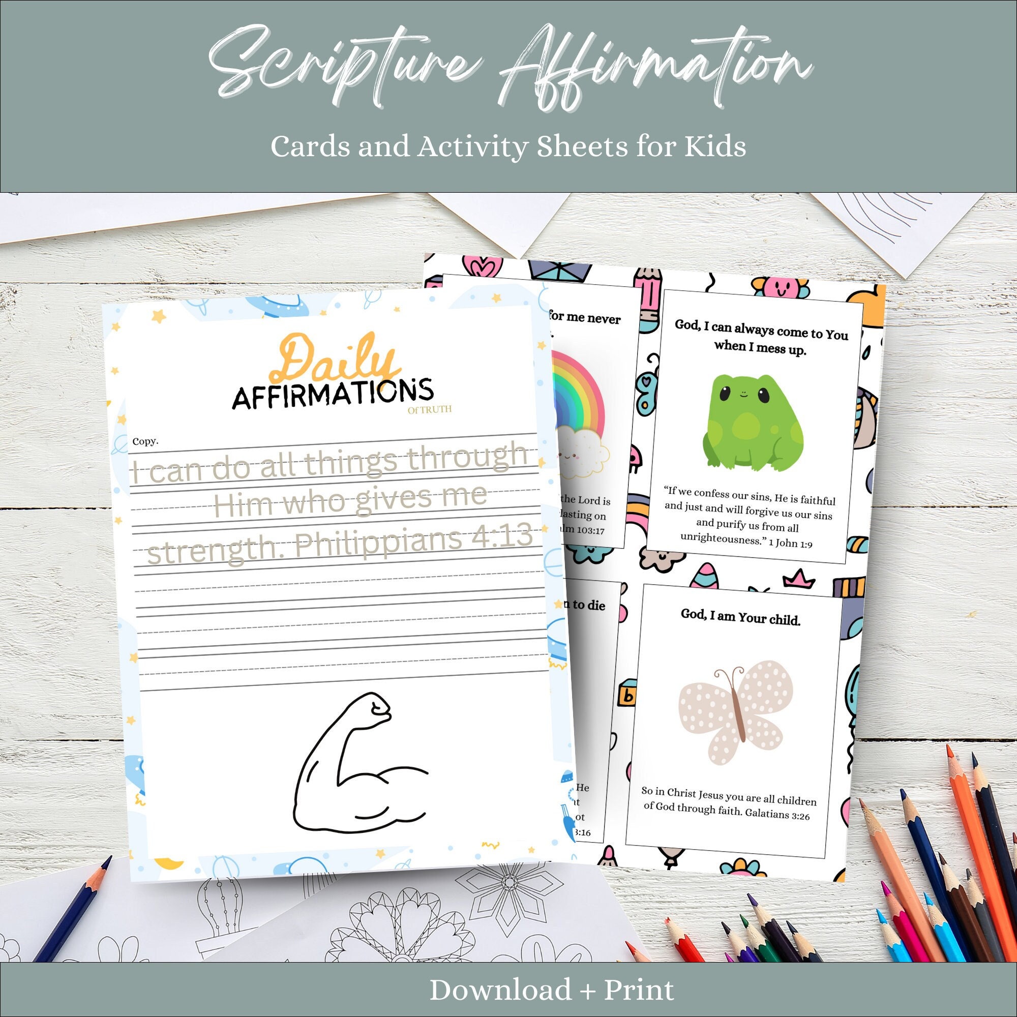 Scripture Affirmation Cards for Kids | Printable Scripture Coloring ...