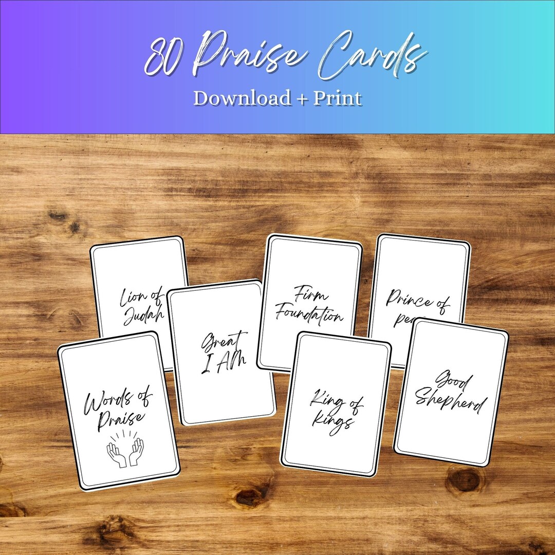 80 Praise Cards | Words of Praise Cards | Scripture Affirmation Cards ...