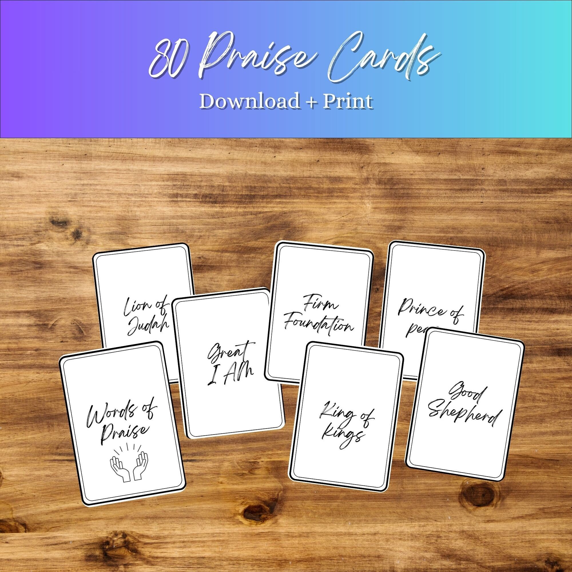 80 Praise Cards | Words of Praise Cards | Scripture Affirmation Cards ...