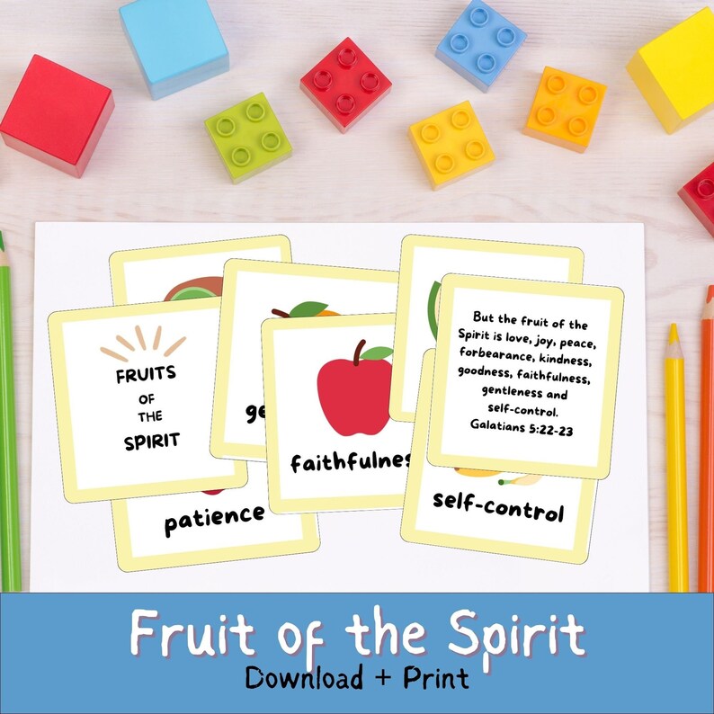 Fruit of the Spirit Flash Cards for Kids | Bible Memory Flashcards ...