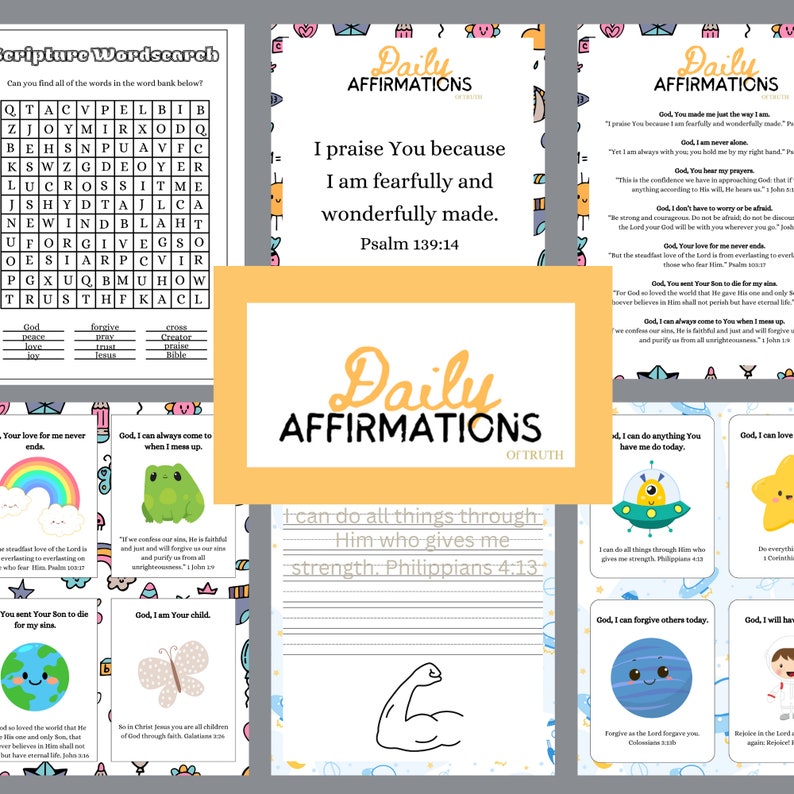 Scripture Affirmation Cards for Kids | Printable Scripture Coloring ...