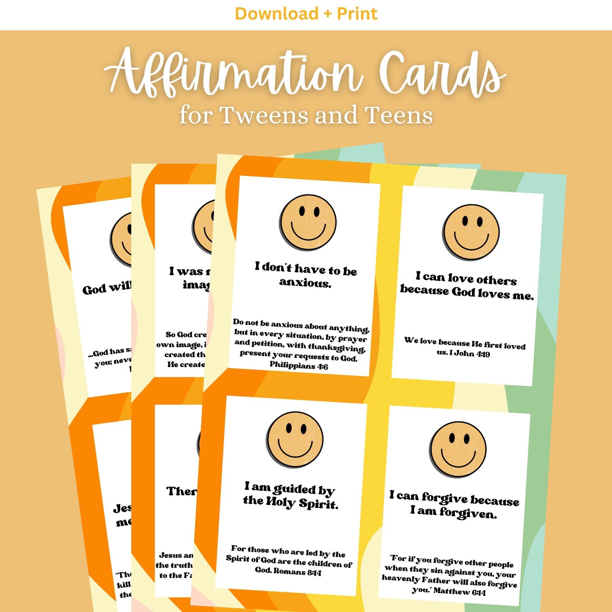 36 Affirmation Cards for Teens and Tweens | Scripture Affirmation Cards ...