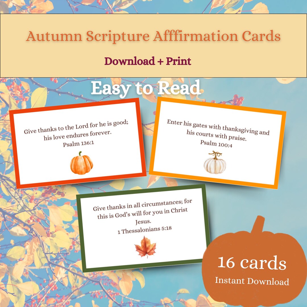 16 Autumn Scripture Cards | Fall Scripture Cards | Bible Verse Cards ...