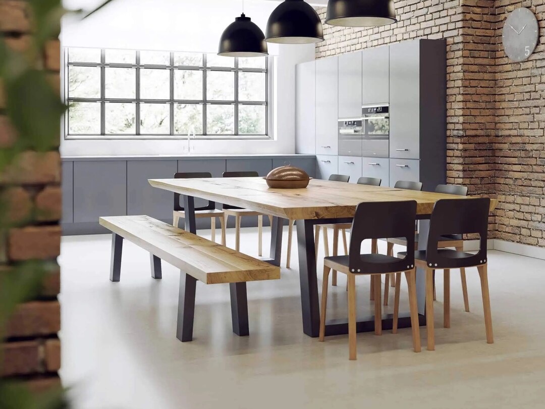 Bespoke Komodo Dining Table With French Oak Top | 52mm Thick Top | Live Edge | Natural Finish ...