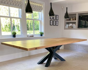 Bespoke Helix Dining Table With French Oak Top 52mm Thick Top Live Edge ...