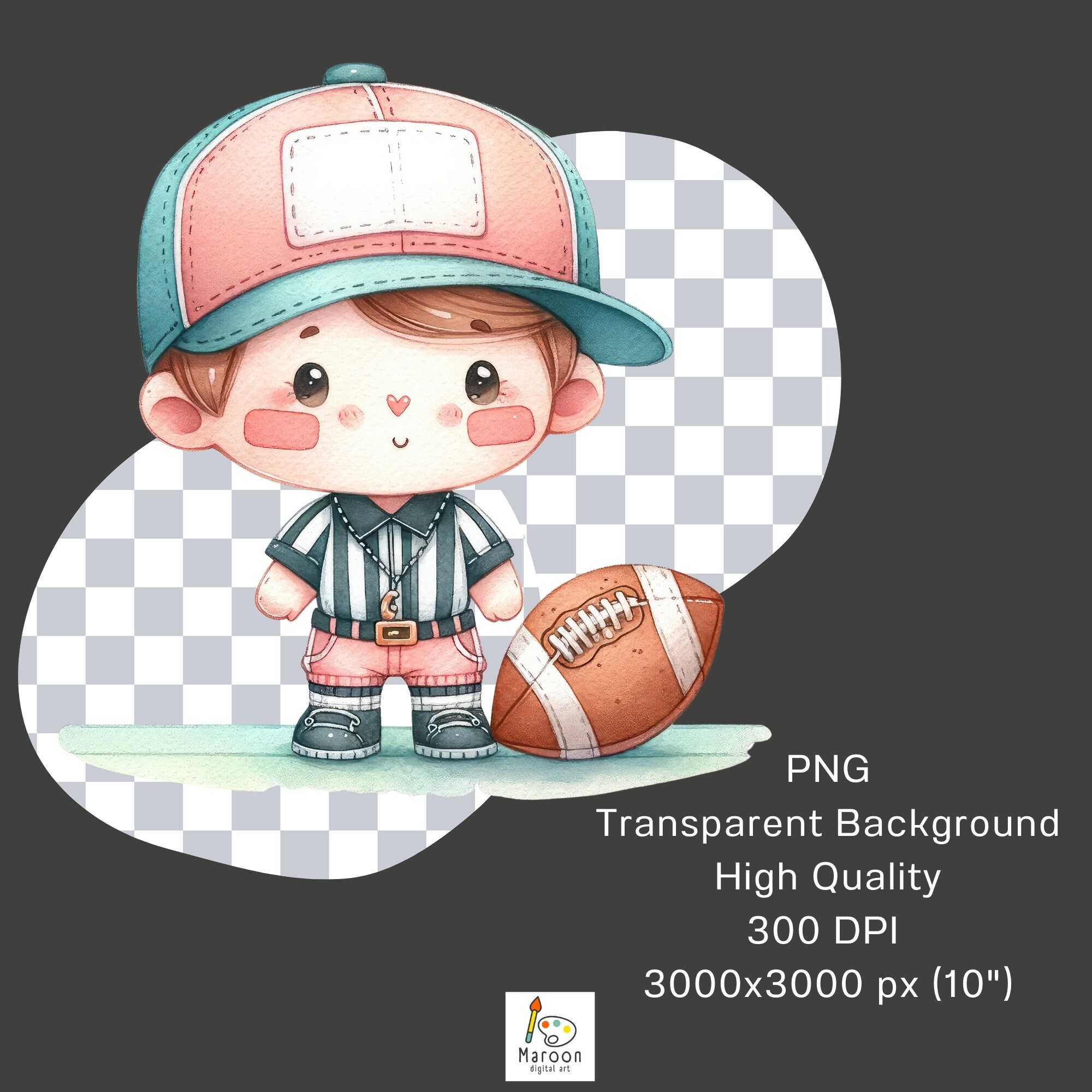 Watercolor Cute American Football Clipart Set, Cute Sports ...