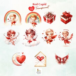 Watercolor Red Cupid Clipart, Romantic Valentine's Day, Clipart for ...