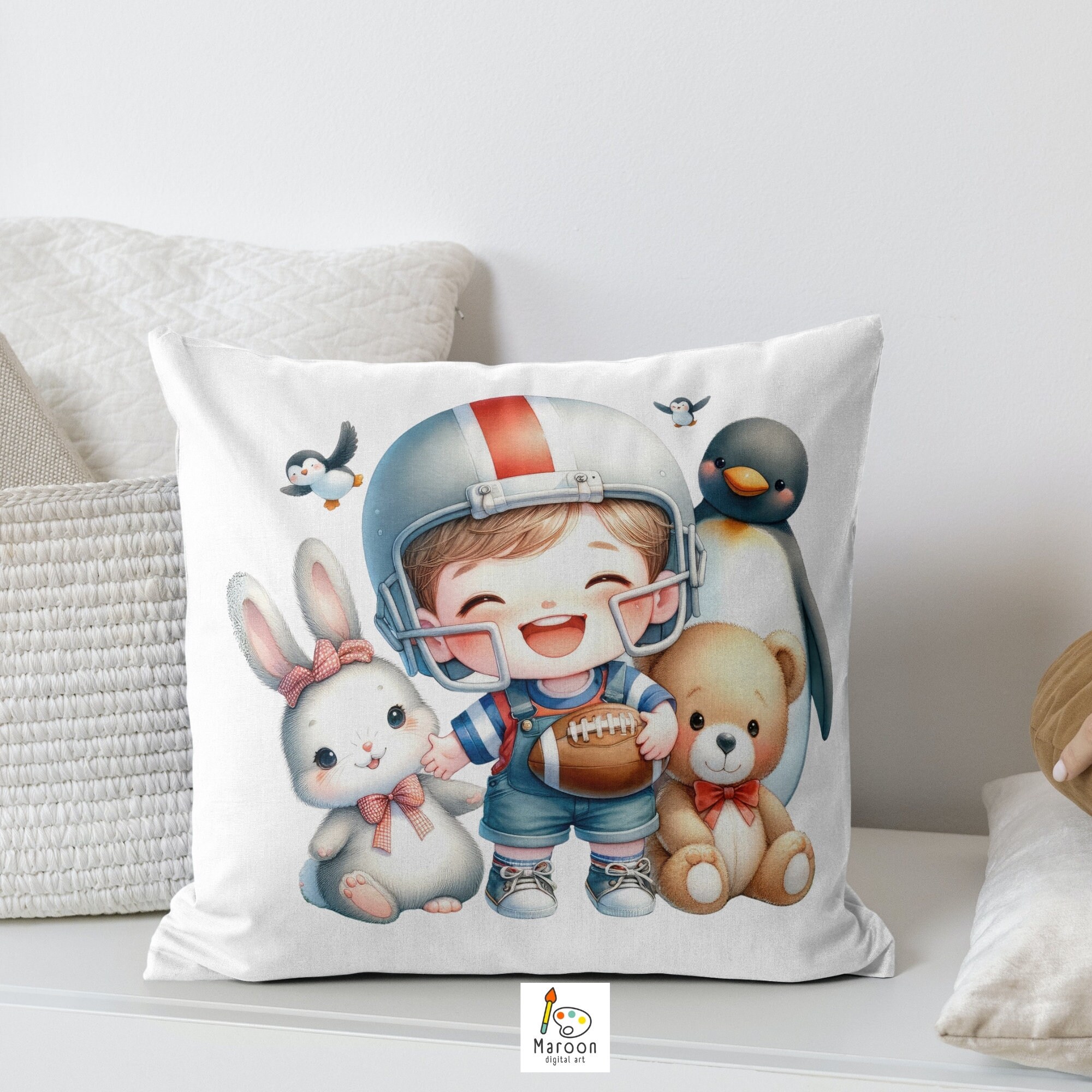 Watercolor Cute American Football Clipart Set, Cute Sports ...