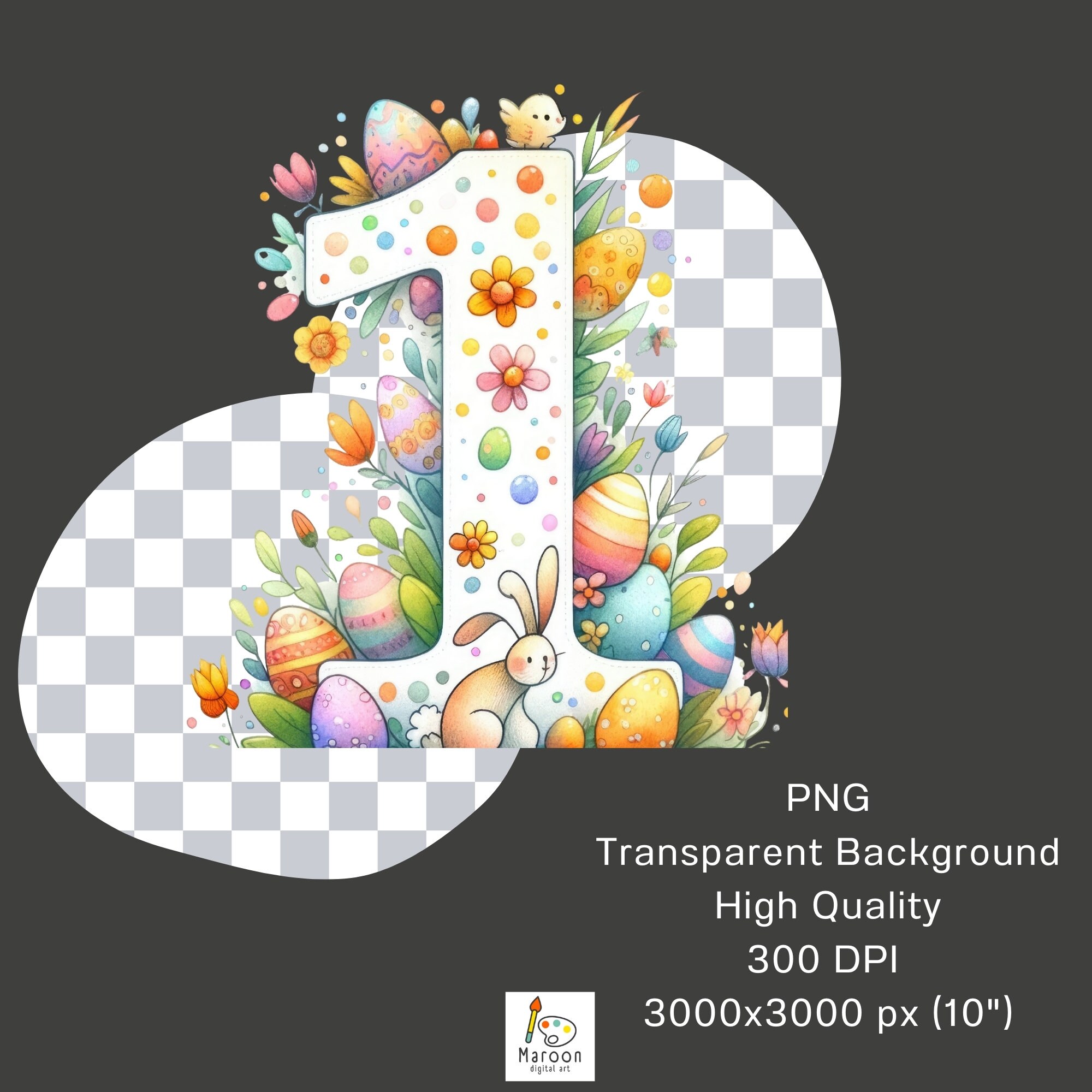 Watercolor Easter Alphabet Clipart With Bunnies and Eggs, Stylish PNG ...