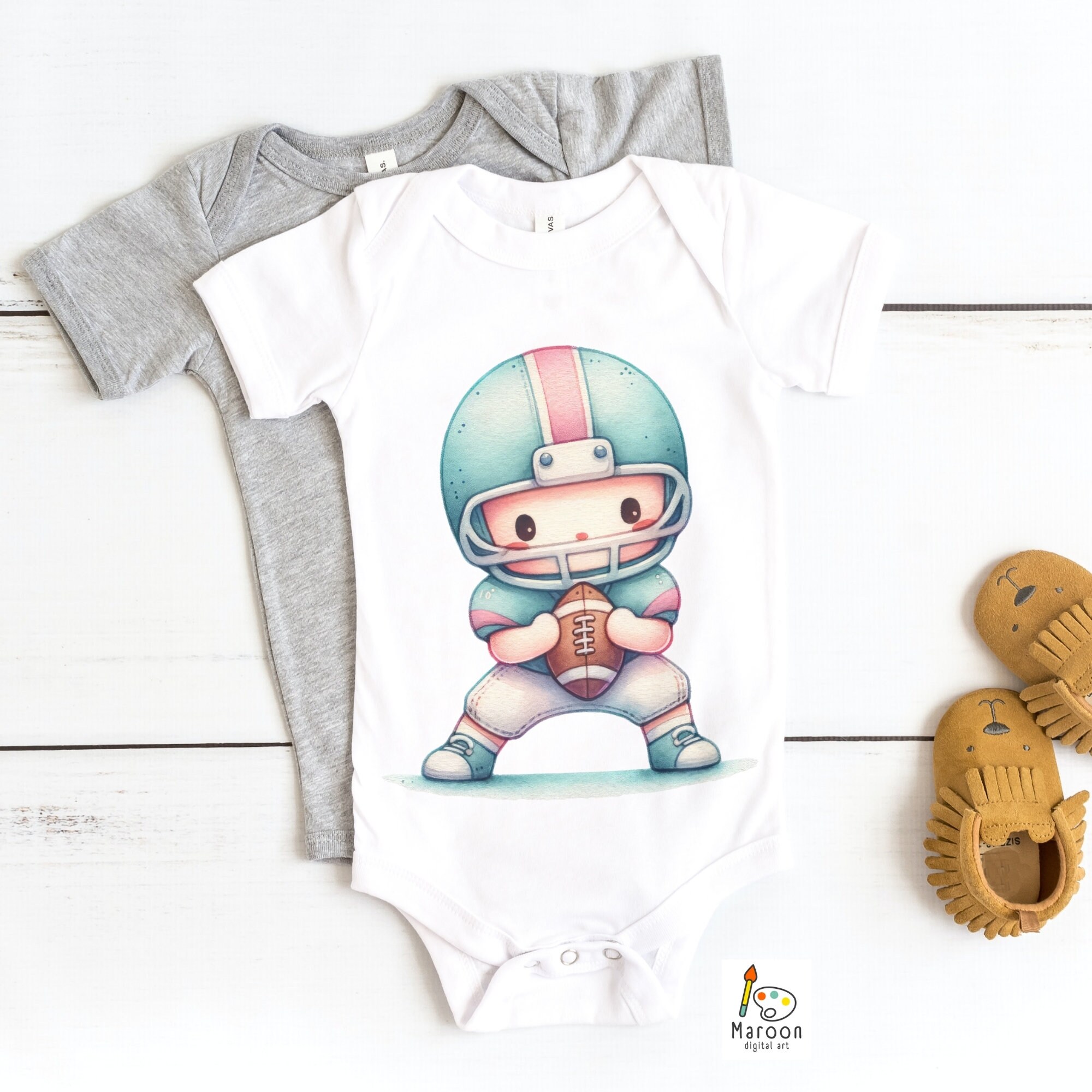 Watercolor Cute American Football Clipart Set, Cute Sports ...