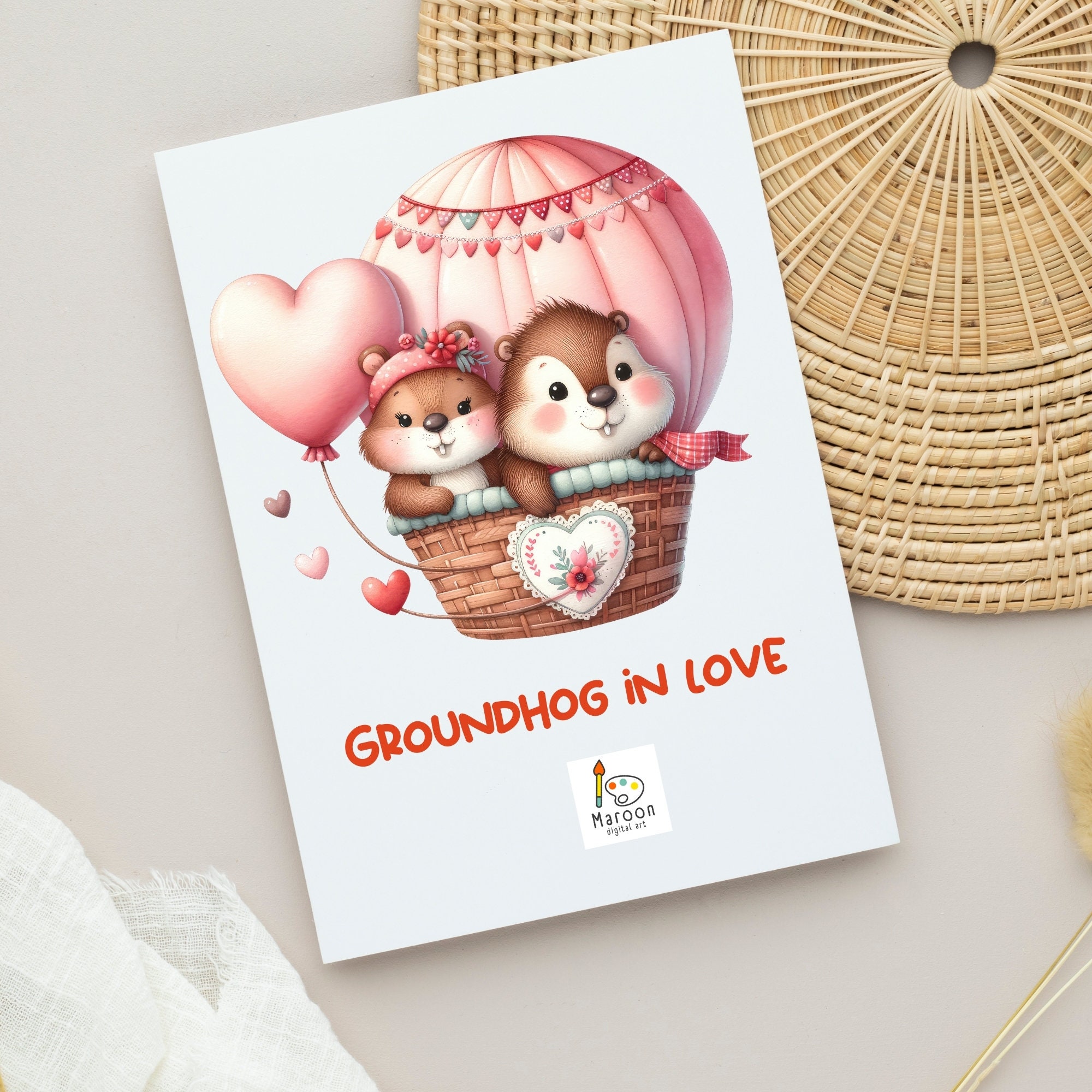 Watercolor Groundhog in Love Clip Art, Valentines Truck Clipart Png ...
