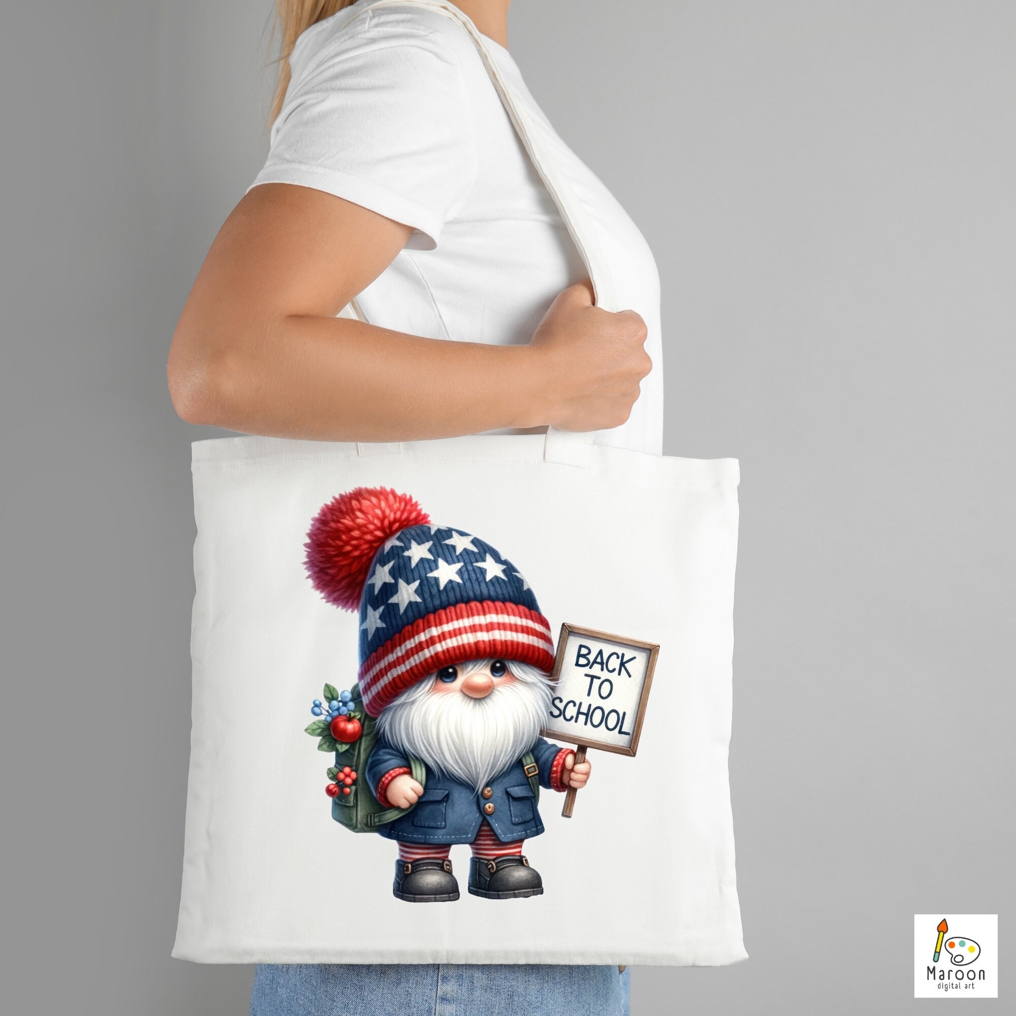 Watercolor Back to School Gnome Collection, Patriotic Digital Clipart ...