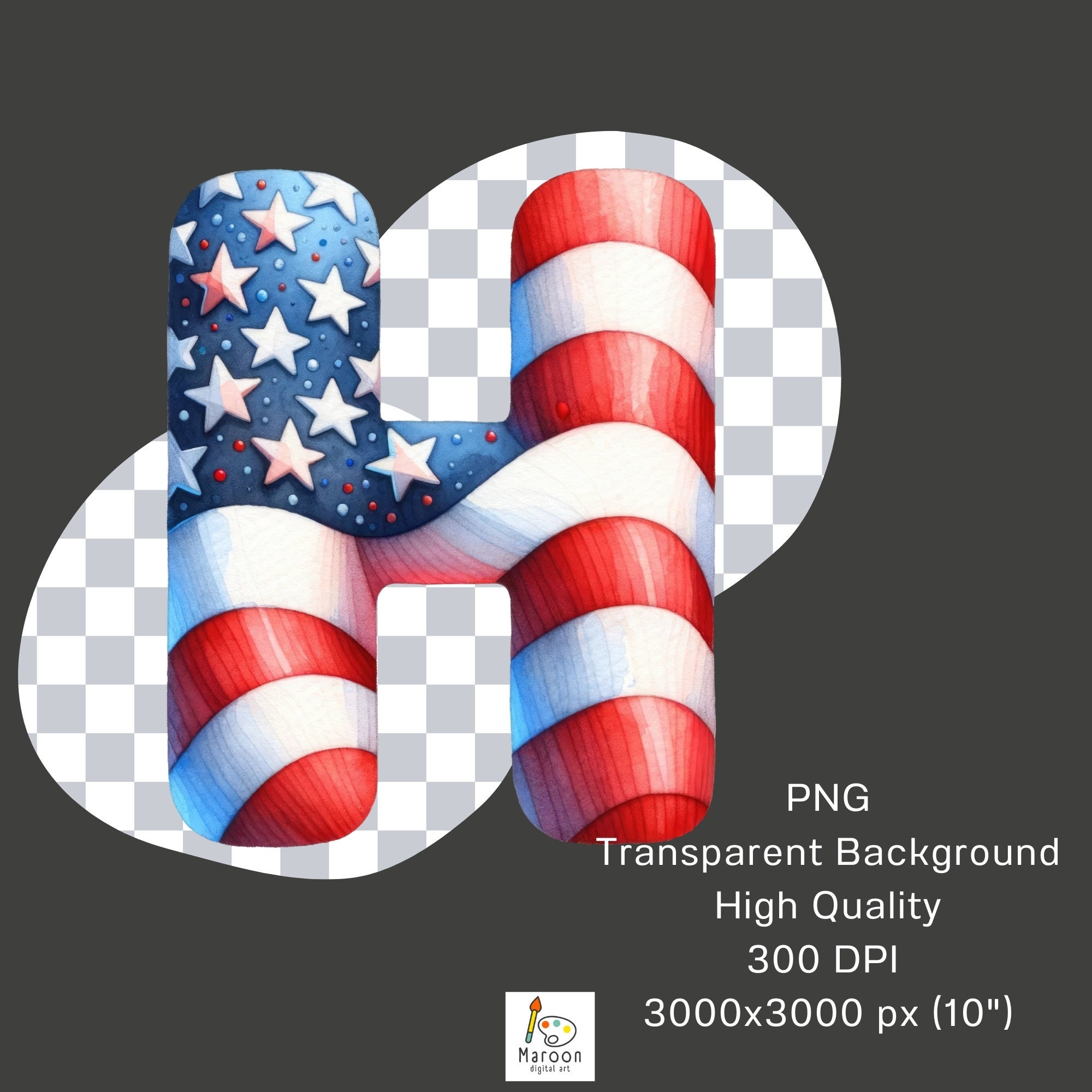 Watercolor American Flag Alphabet Clipart, Patriotic PNG Letters ...