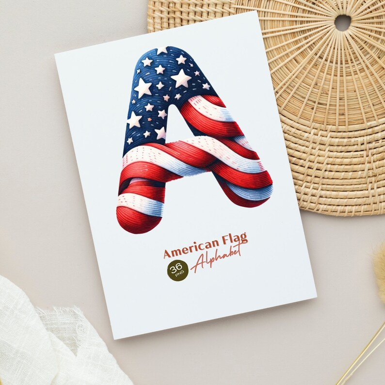 Watercolor American Flag Alphabet Clipart, Patriotic PNG Letters ...